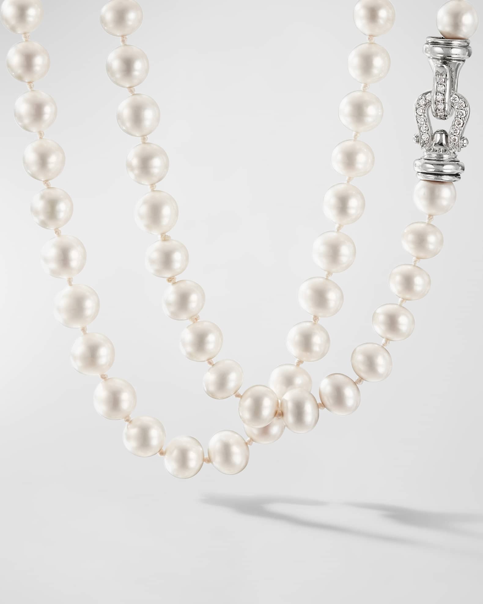 Pearl Strand Necklaces with Diamonds in Silver | Neiman Marcus