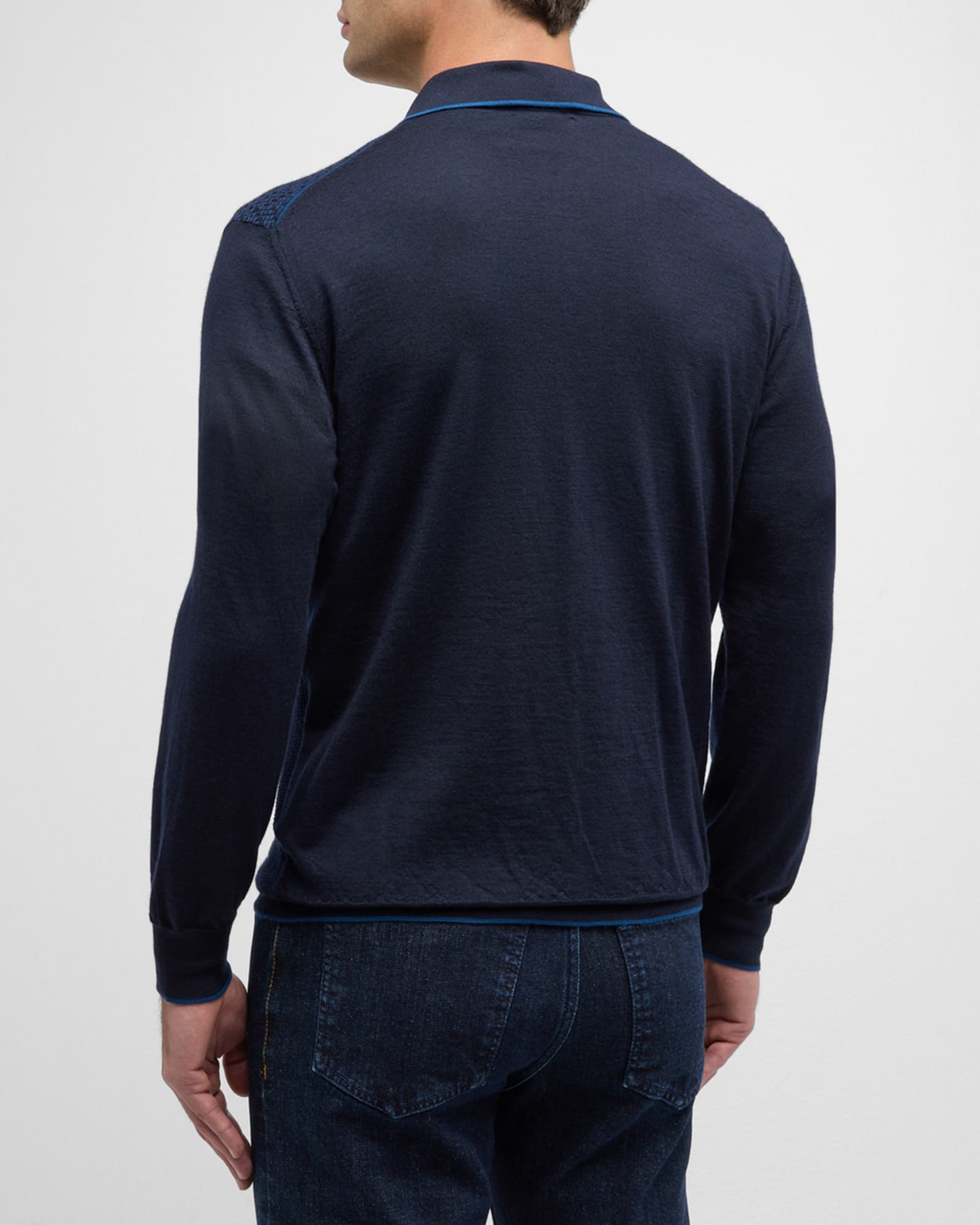 Stefano Ricci Men's Cashmere-Silk Quarter-Zip Polo Sweater | Neiman Marcus
