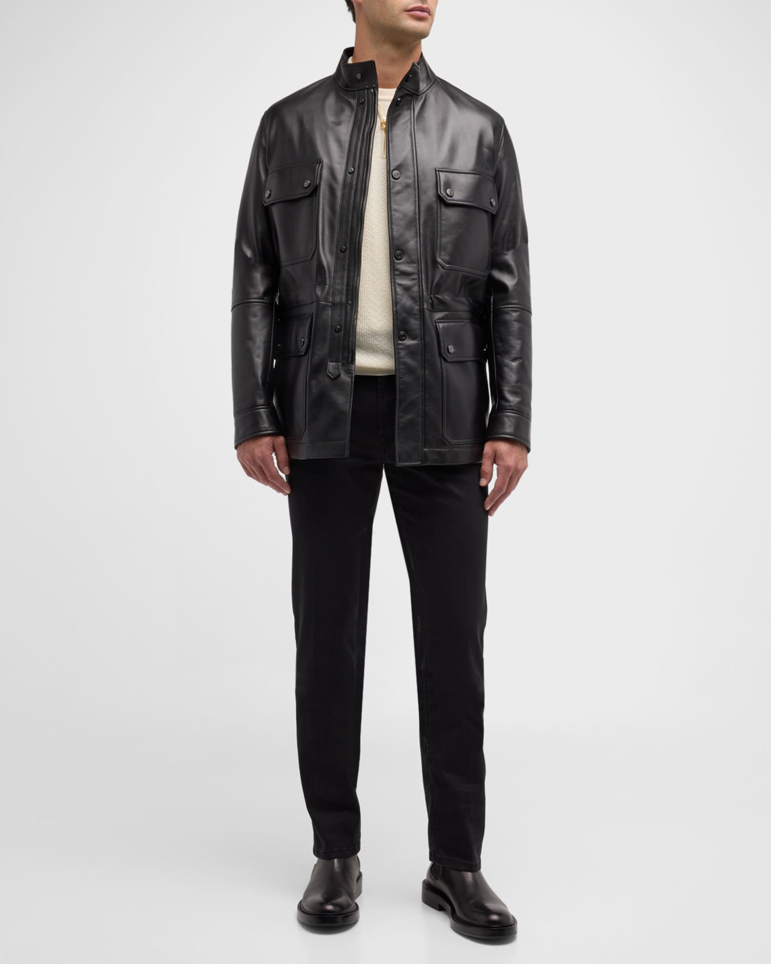 Stefano Ricci Men's Leather Field Jacket | Neiman Marcus