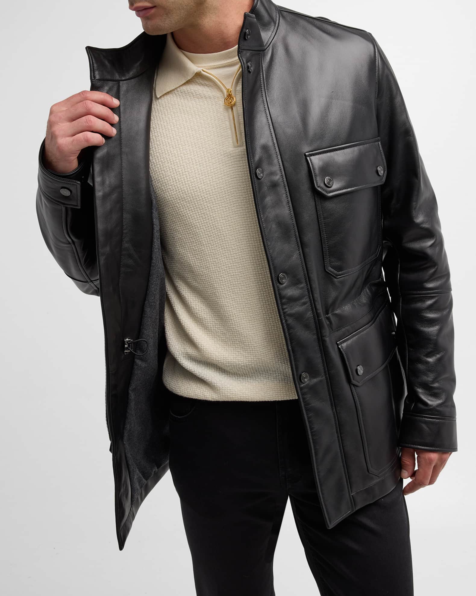 Stefano Ricci Men's Leather Field Jacket | Neiman Marcus
