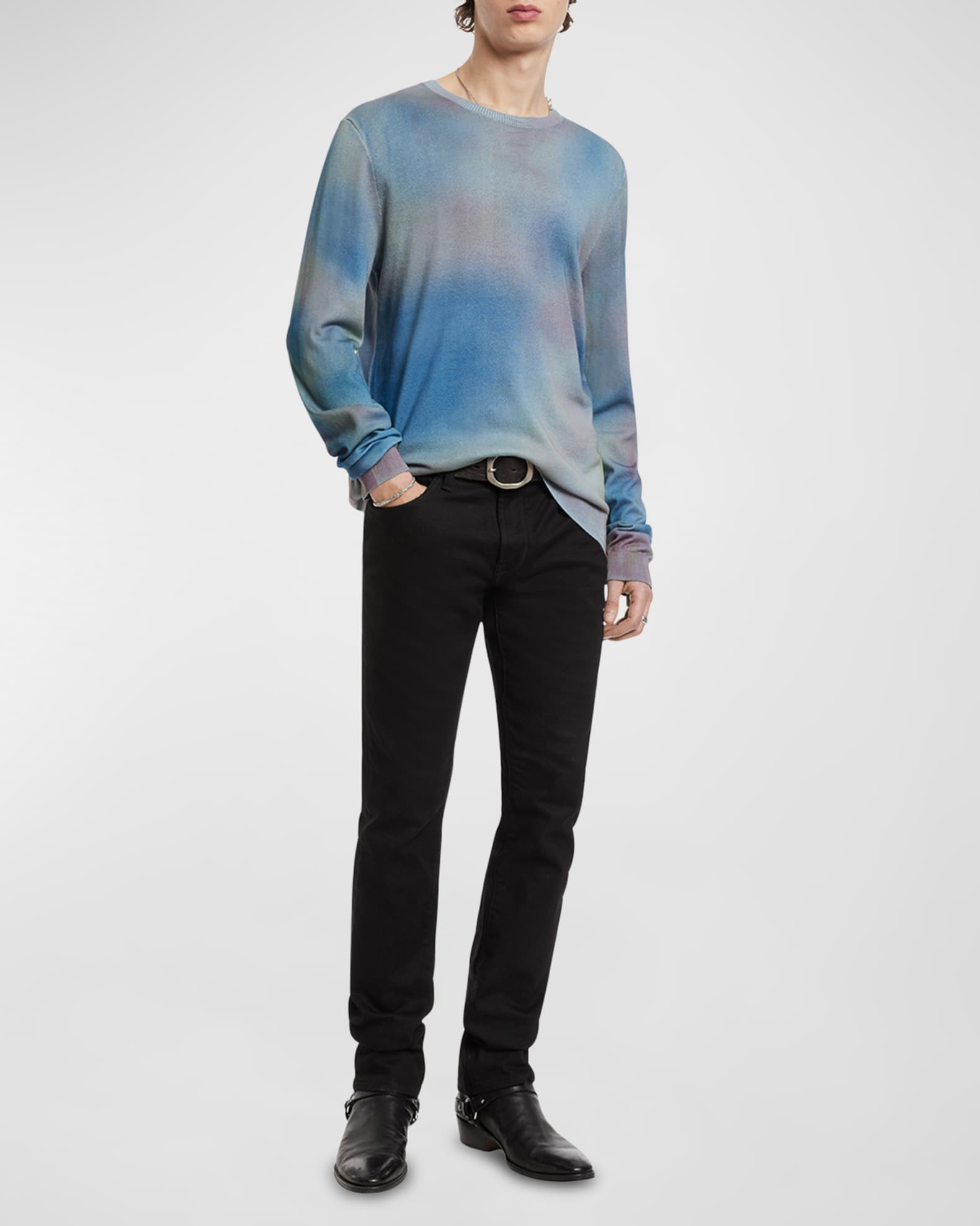 John Varvatos Men's Dahl Mercerized Spray Dye Sweater | Neiman Marcus