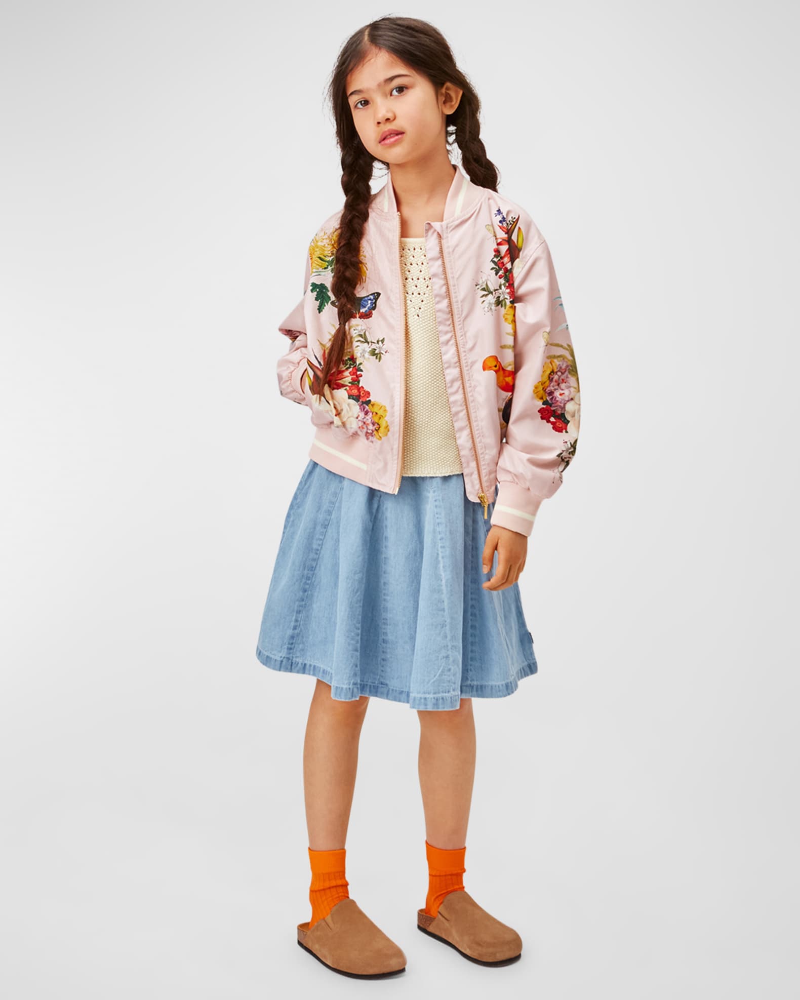 Molo Girl's Haliva Floral-Print Jacket, Size 8-12 | Neiman Marcus
