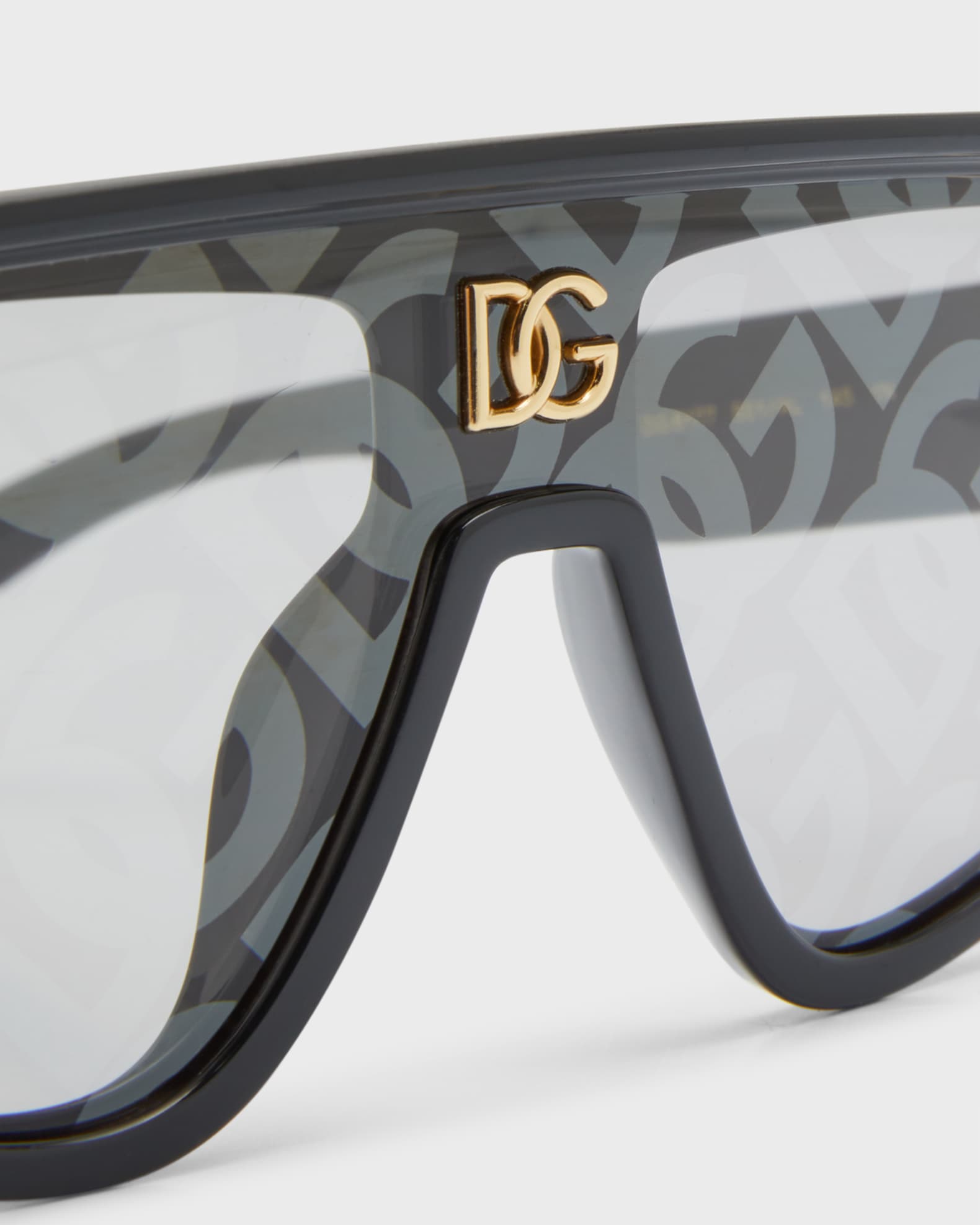 Dolce&Gabbana Men's Interlocking DG Mirrored Plastic Shield Sunglasses ...