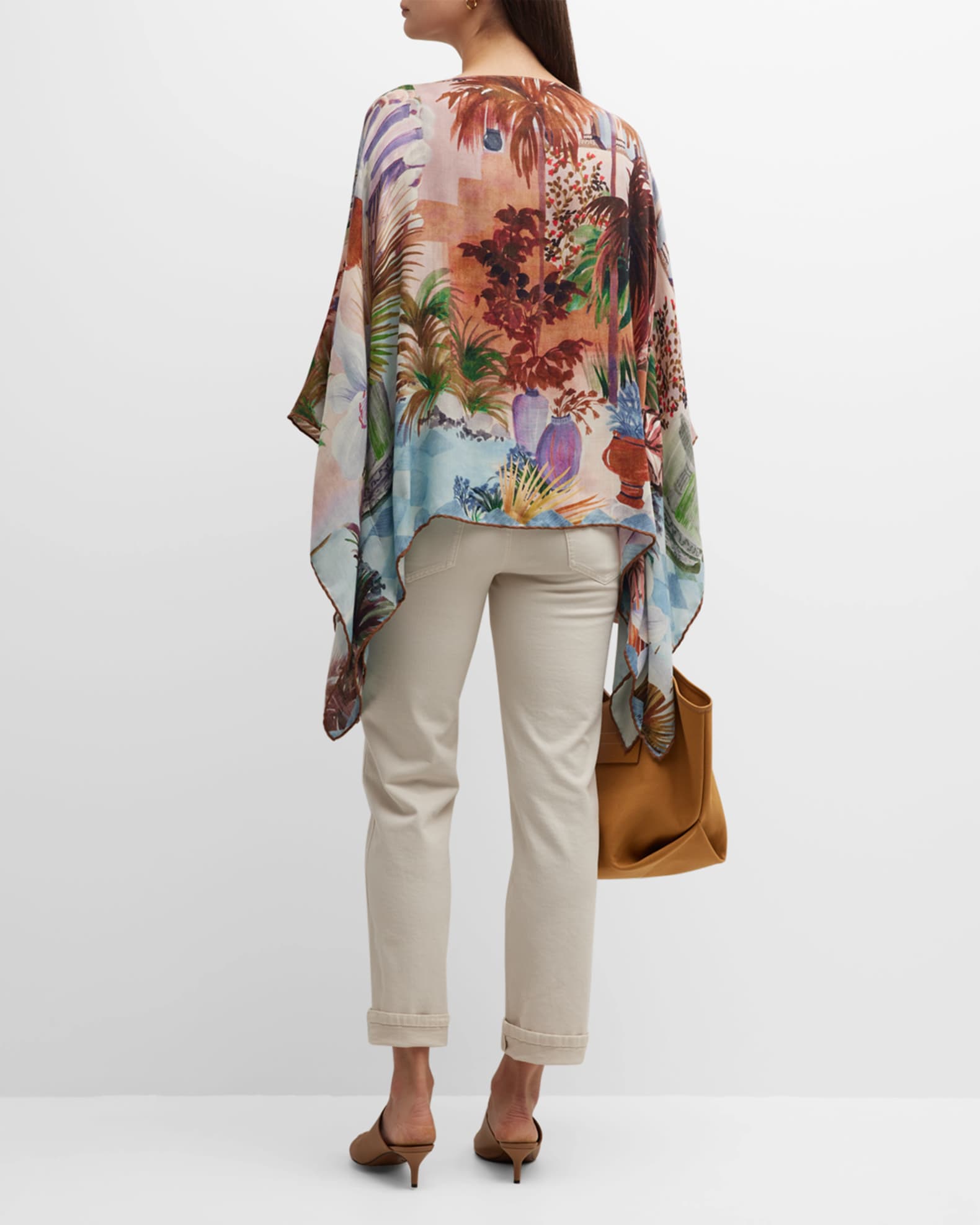 Rani Arabella Roma Cashmere-Blend Poncho | Neiman Marcus