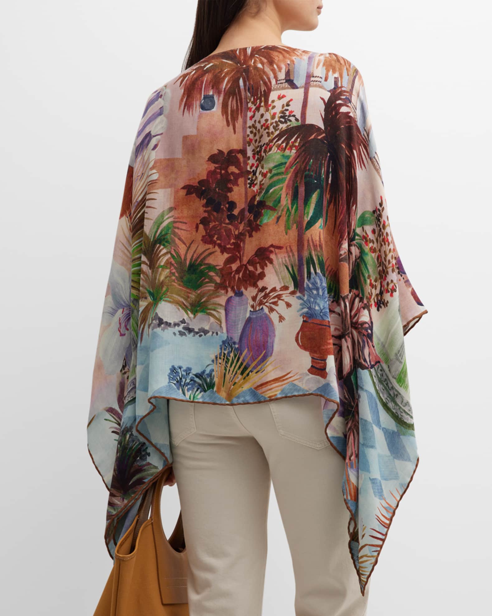 Rani Arabella Roma Cashmere-Blend Poncho | Neiman Marcus