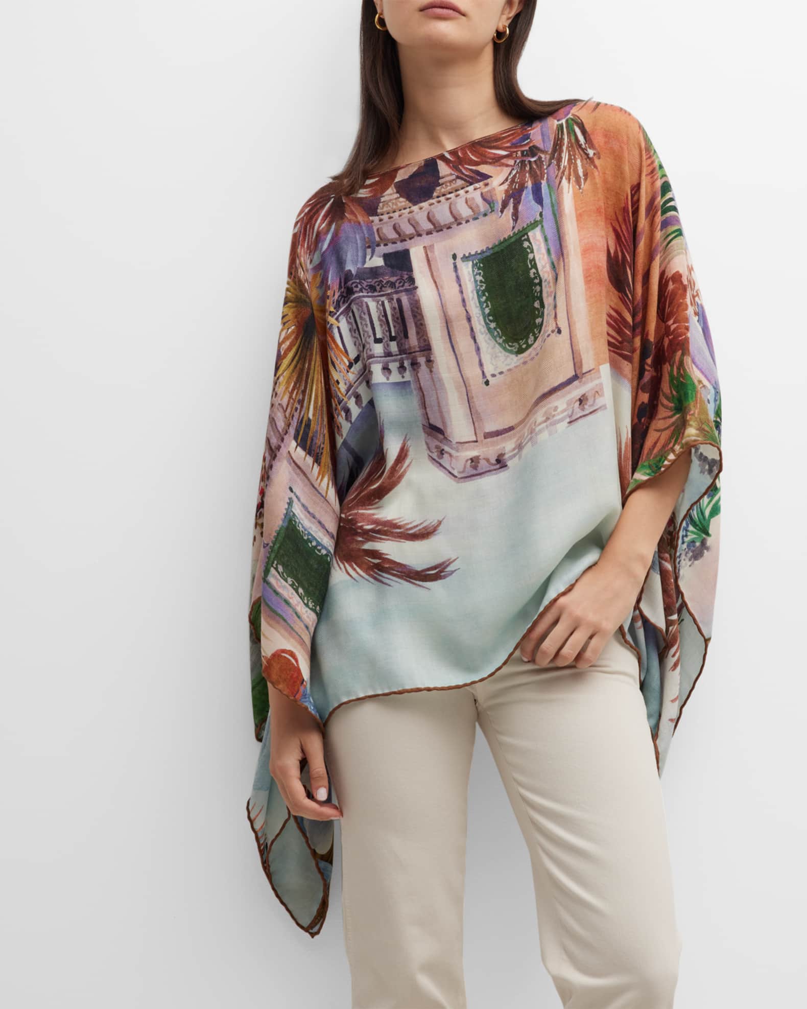 Rani Arabella Roma Cashmere-Blend Poncho | Neiman Marcus