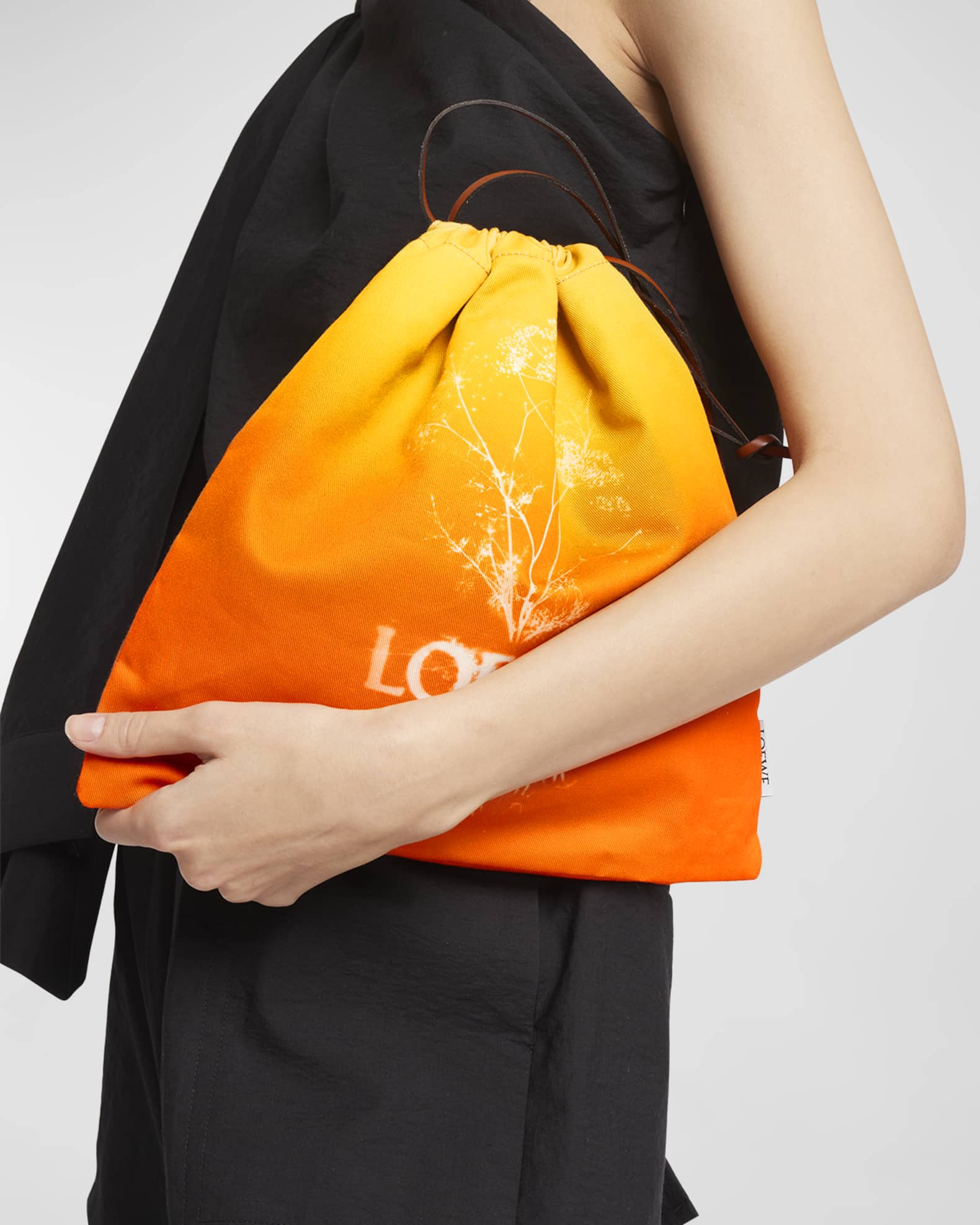 Loewe x Paula’s Ibiza Fennel-Print Canvas Pouch Clutch Bag | Neiman Marcus