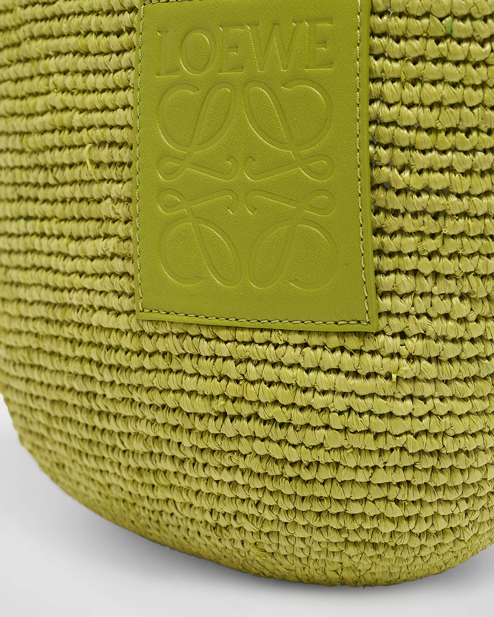 Loewe x Paula’s Ibiza Slit Mini Tote Bag in Raffia with Leather Anagram ...