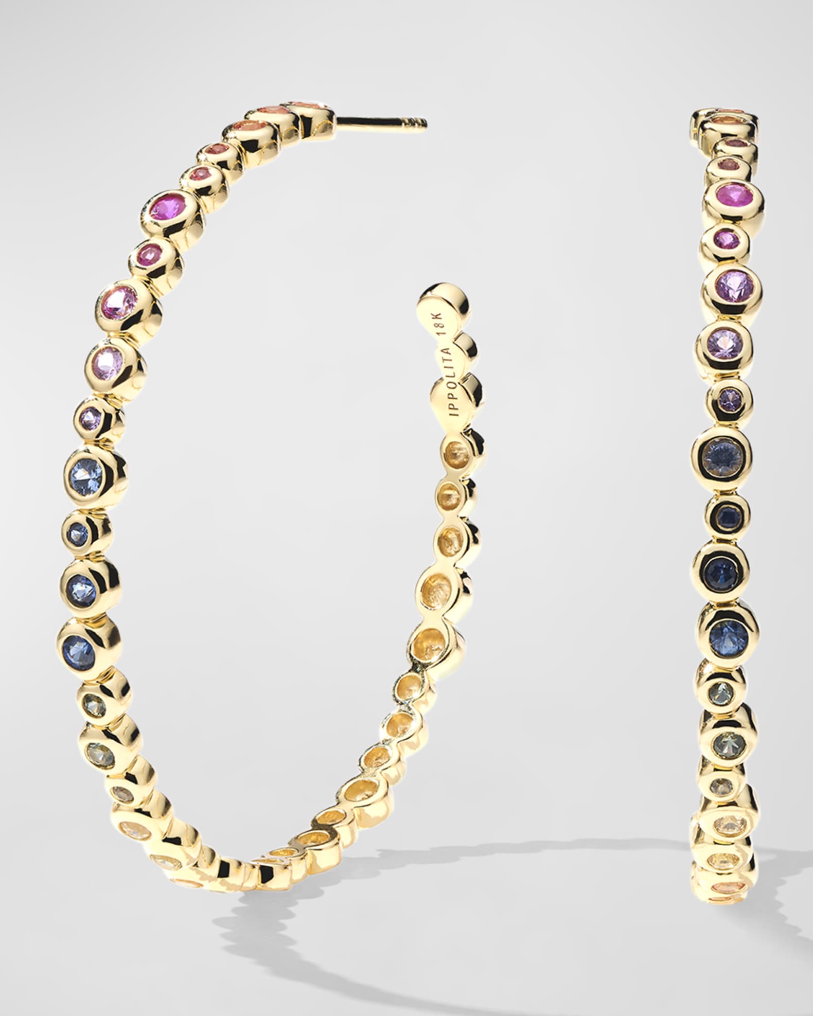 Ippolita 18K Starlet Hoop Earrings with Mixed Sapphires | Neiman Marcus