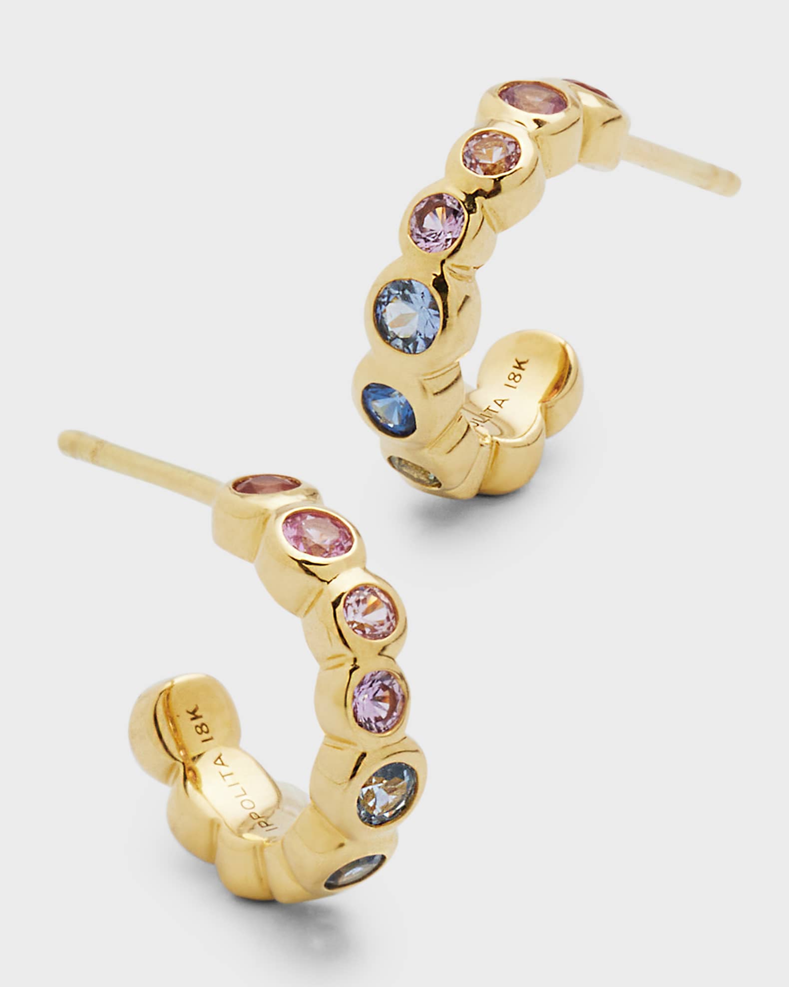 Ippolita 18K Starlet Tiny Hoop Earrings with Rainbow Sapphires | Neiman ...