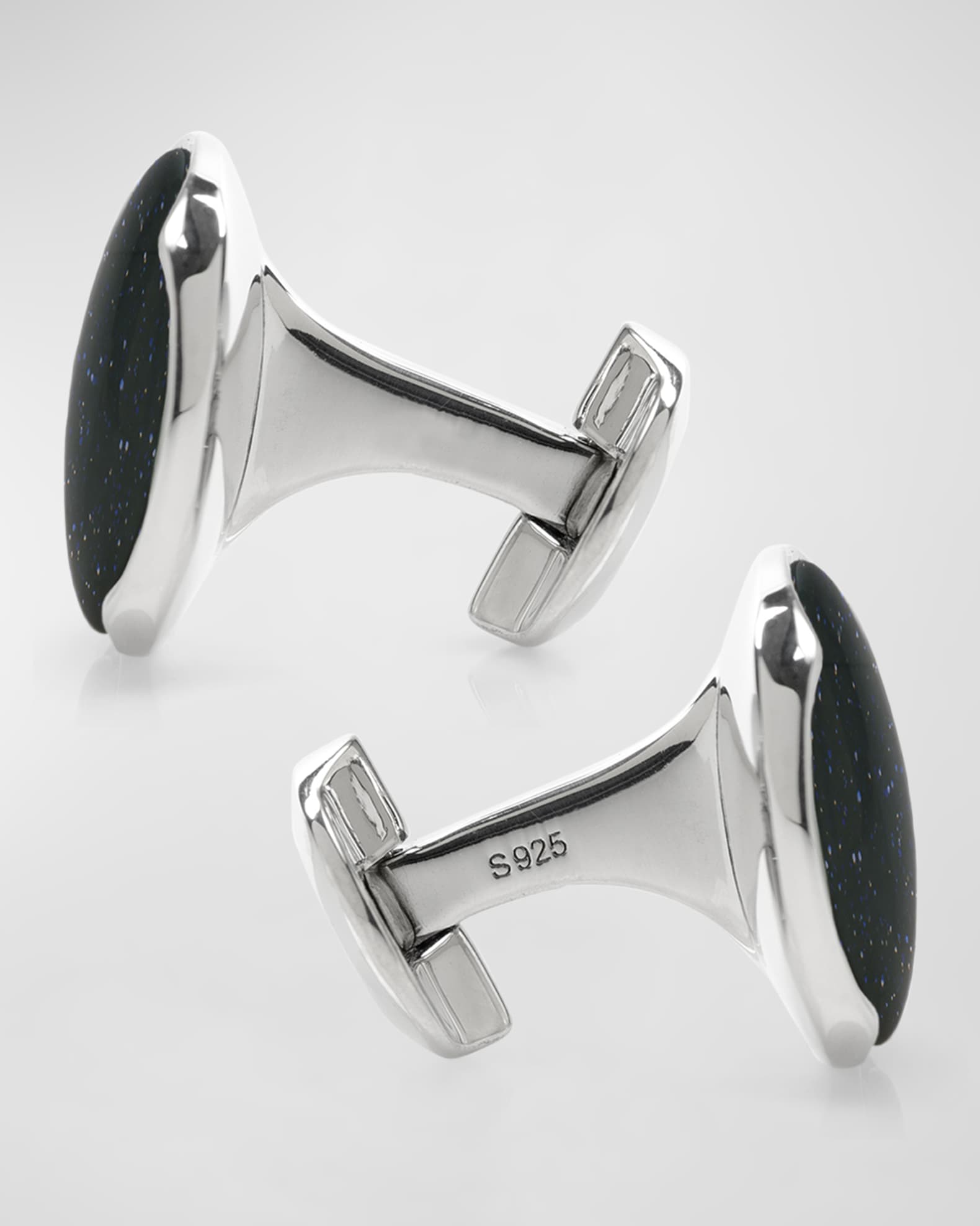 Cufflinks Inc. Men's Sterling Silver Round Blue Goldstone Cufflinks ...