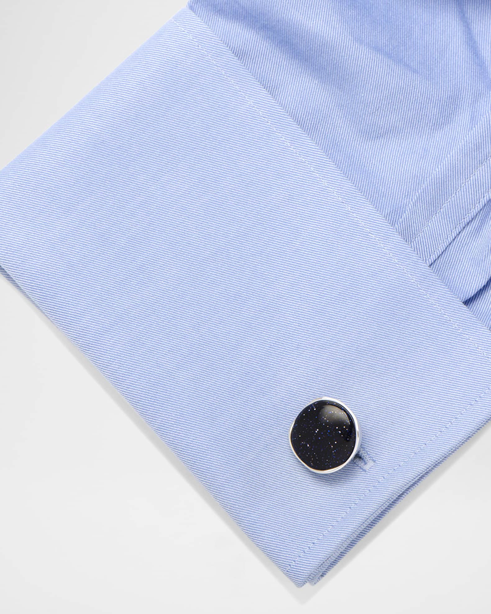 Cufflinks Inc. Men's Sterling Silver Round Blue Goldstone Cufflinks ...