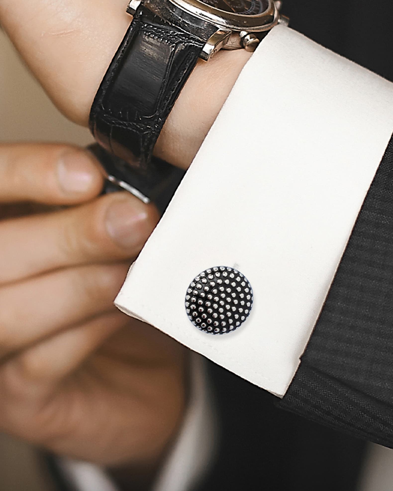 Cufflinks Inc. Men's Circle Dot Texture Cufflinks | Neiman Marcus