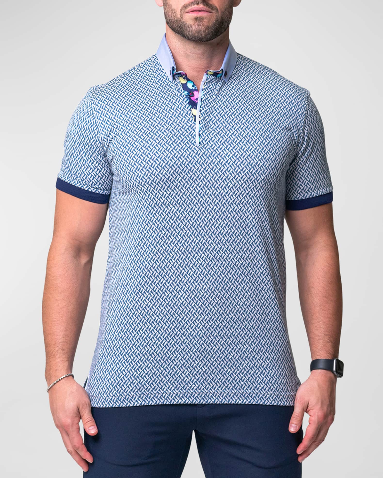 Maceoo Men's Mozart Geometric Polo Shirt | Neiman Marcus