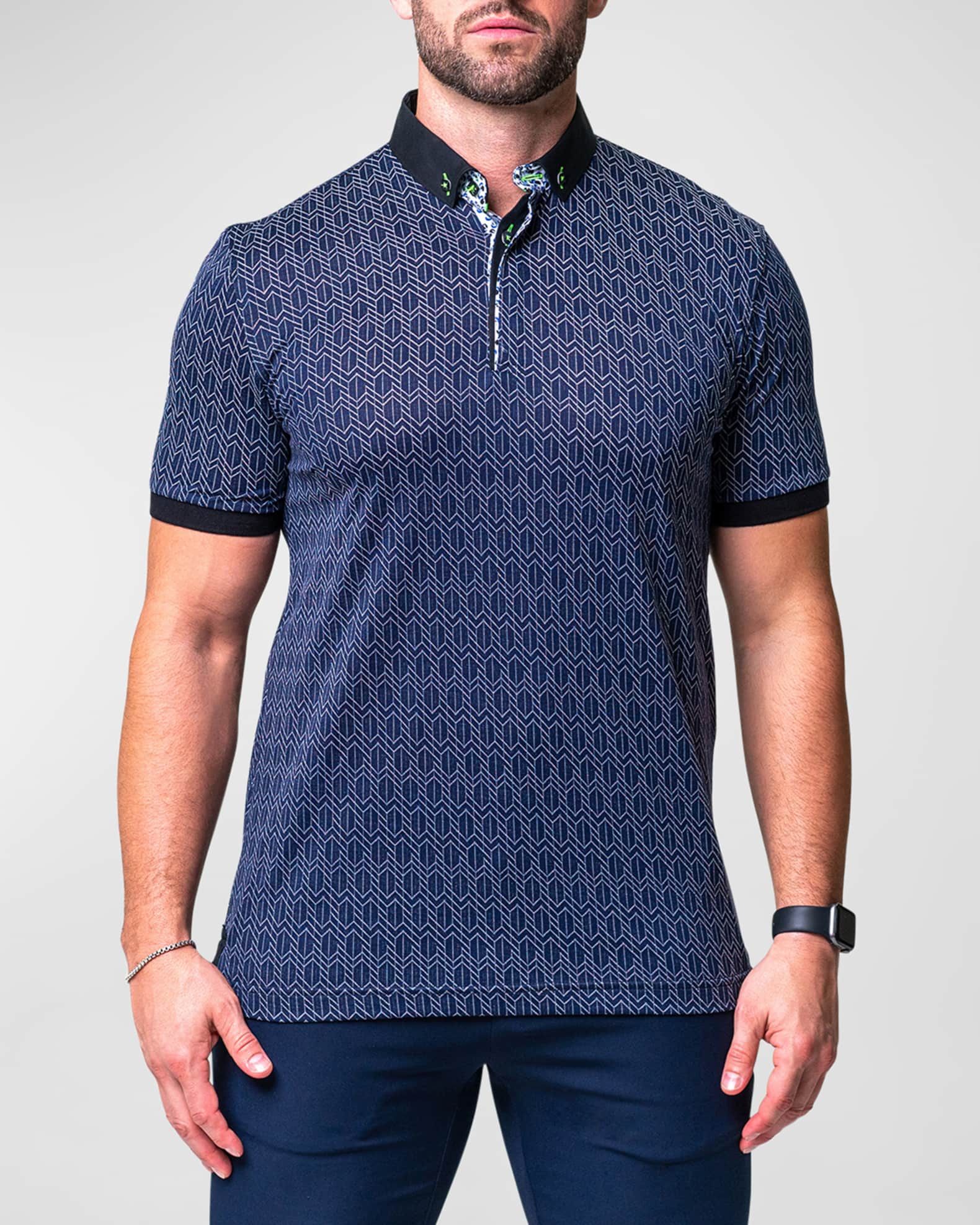 Maceoo Men's Mozart Geometric Polo Shirt | Neiman Marcus