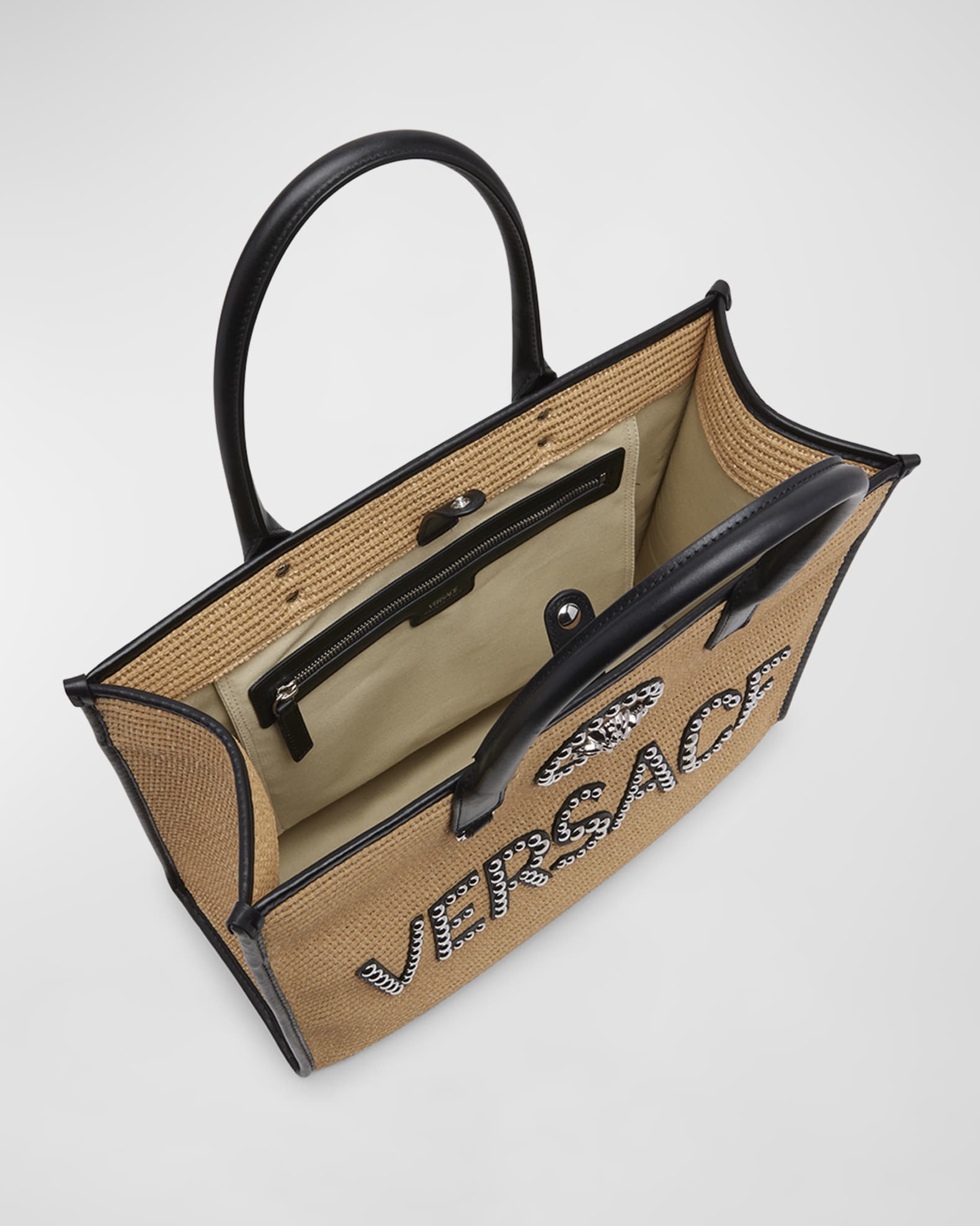 Versace La Medusa Large Studded Logo Tote Bag | Neiman Marcus