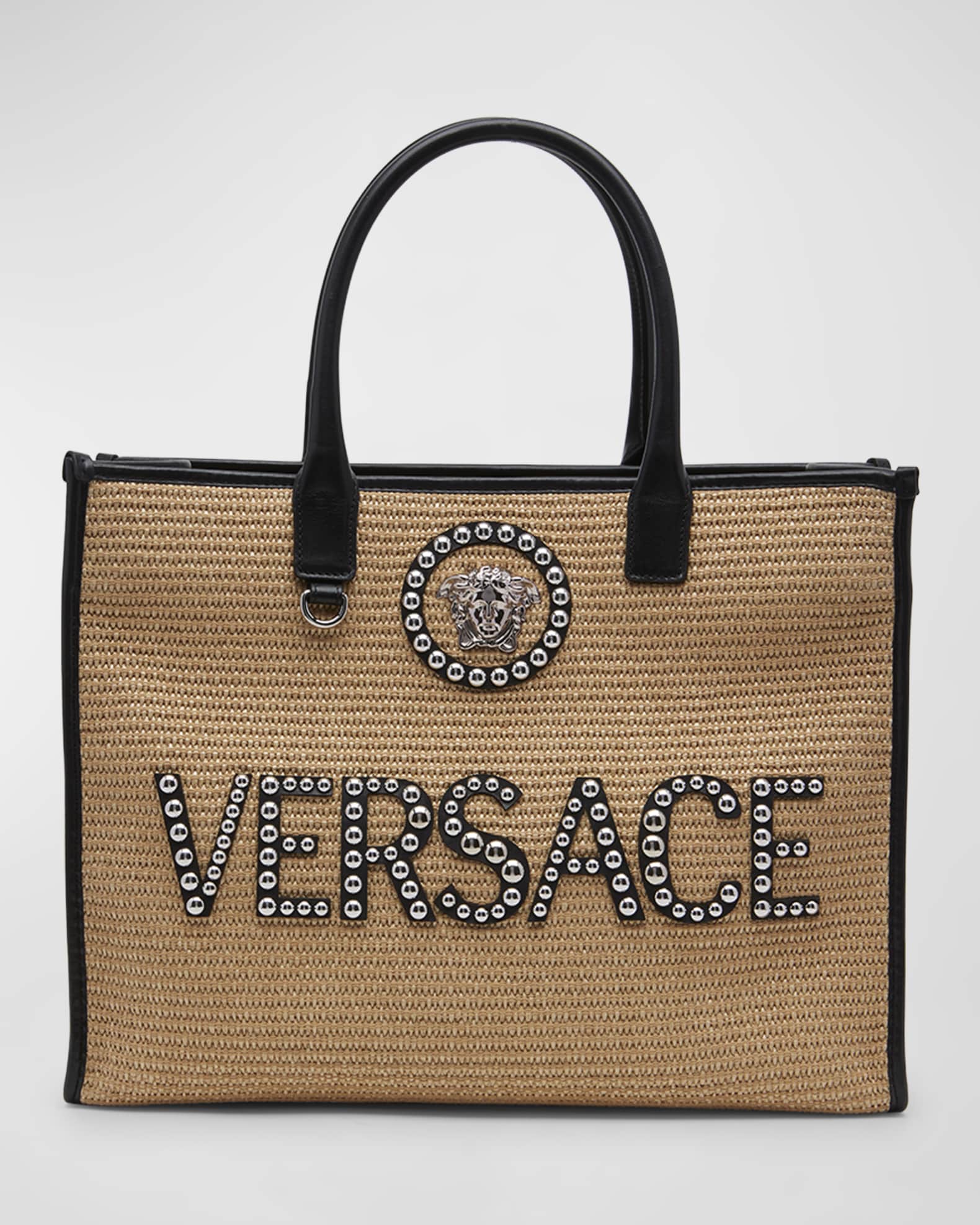 Versace La Medusa Large Studded Logo Tote Bag | Neiman Marcus