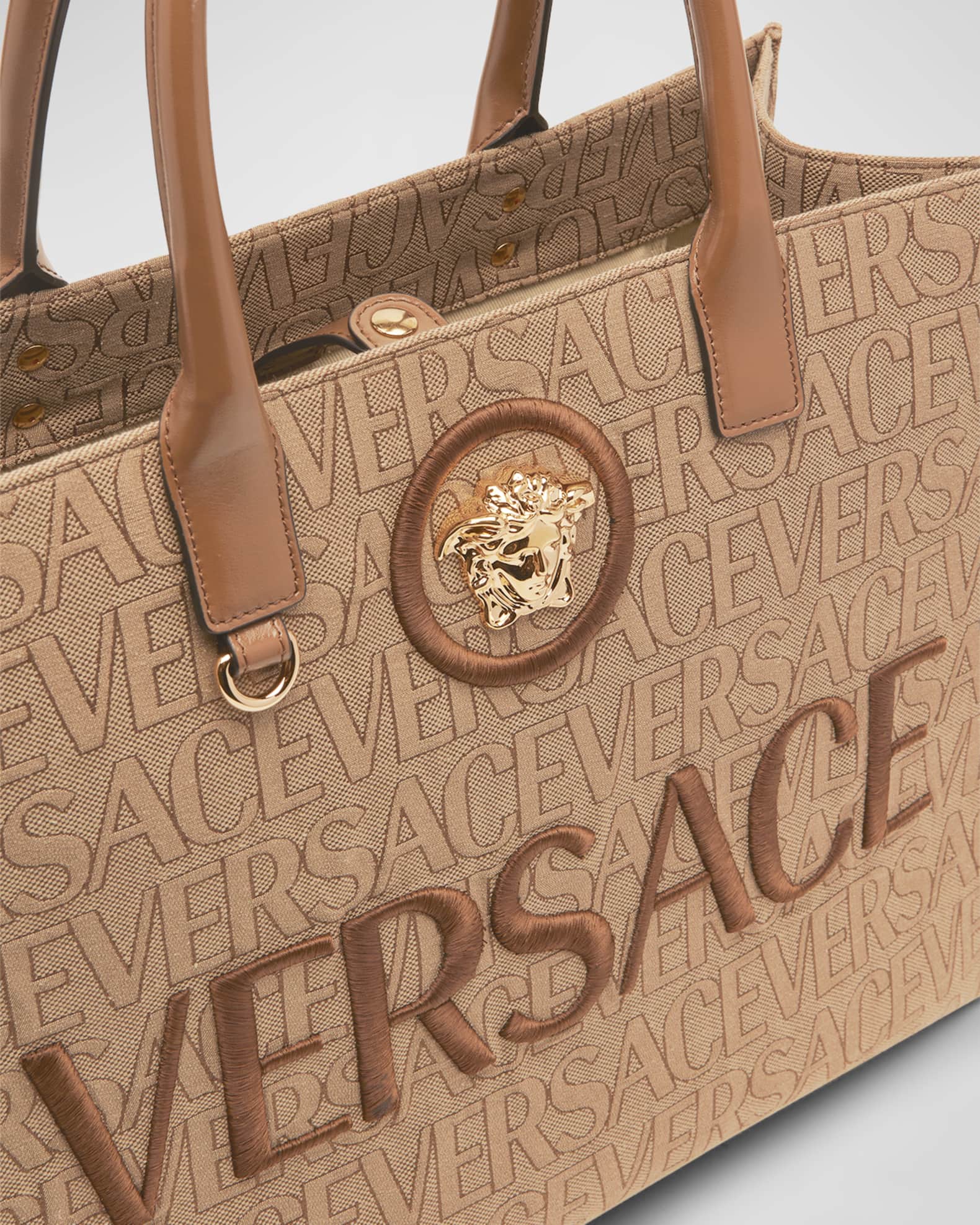 Versace La Medusa Monogram Canvas Tote Bag | Neiman Marcus