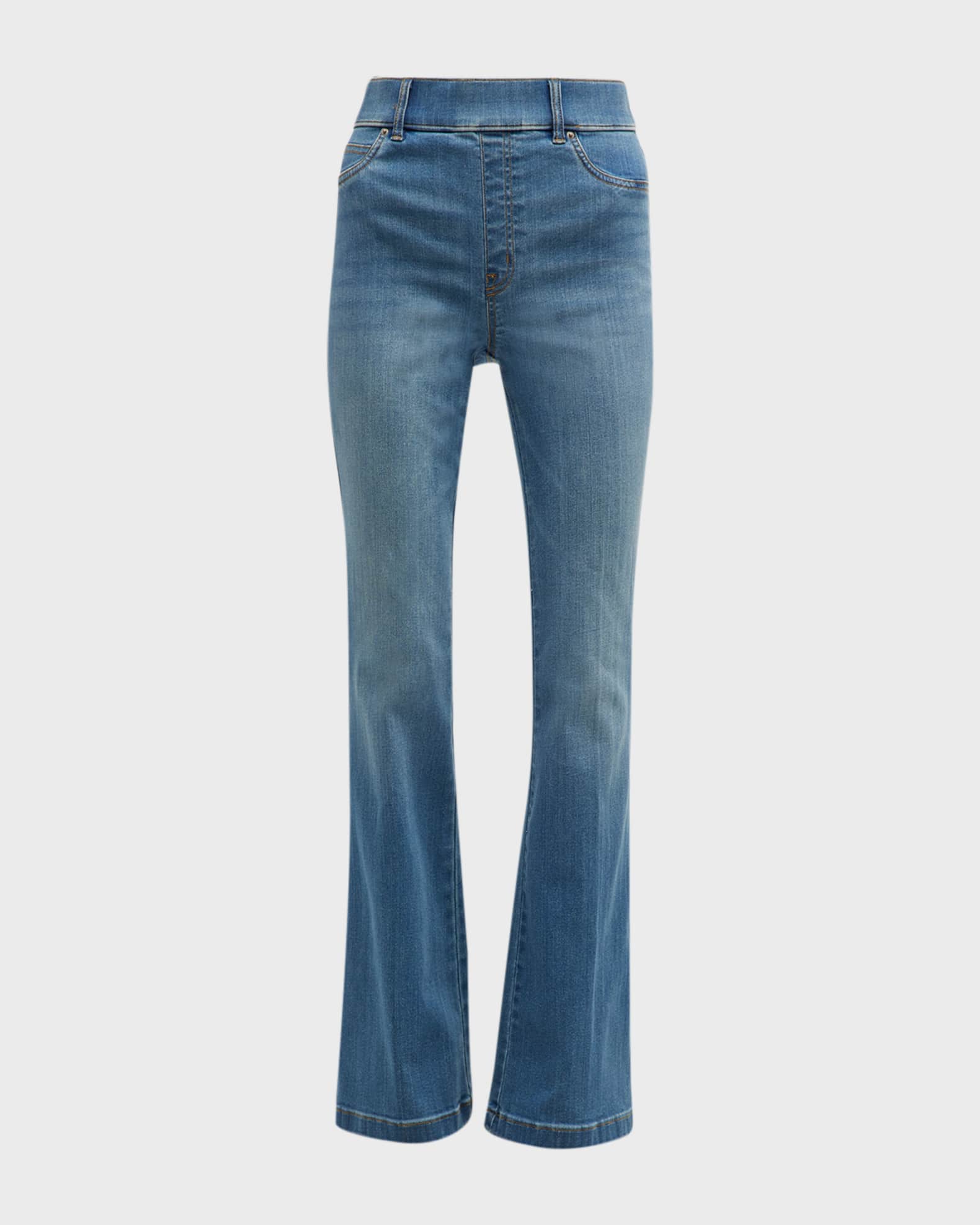 Spanx High-Rise Flared Stretch-Denim Jeans | Neiman Marcus