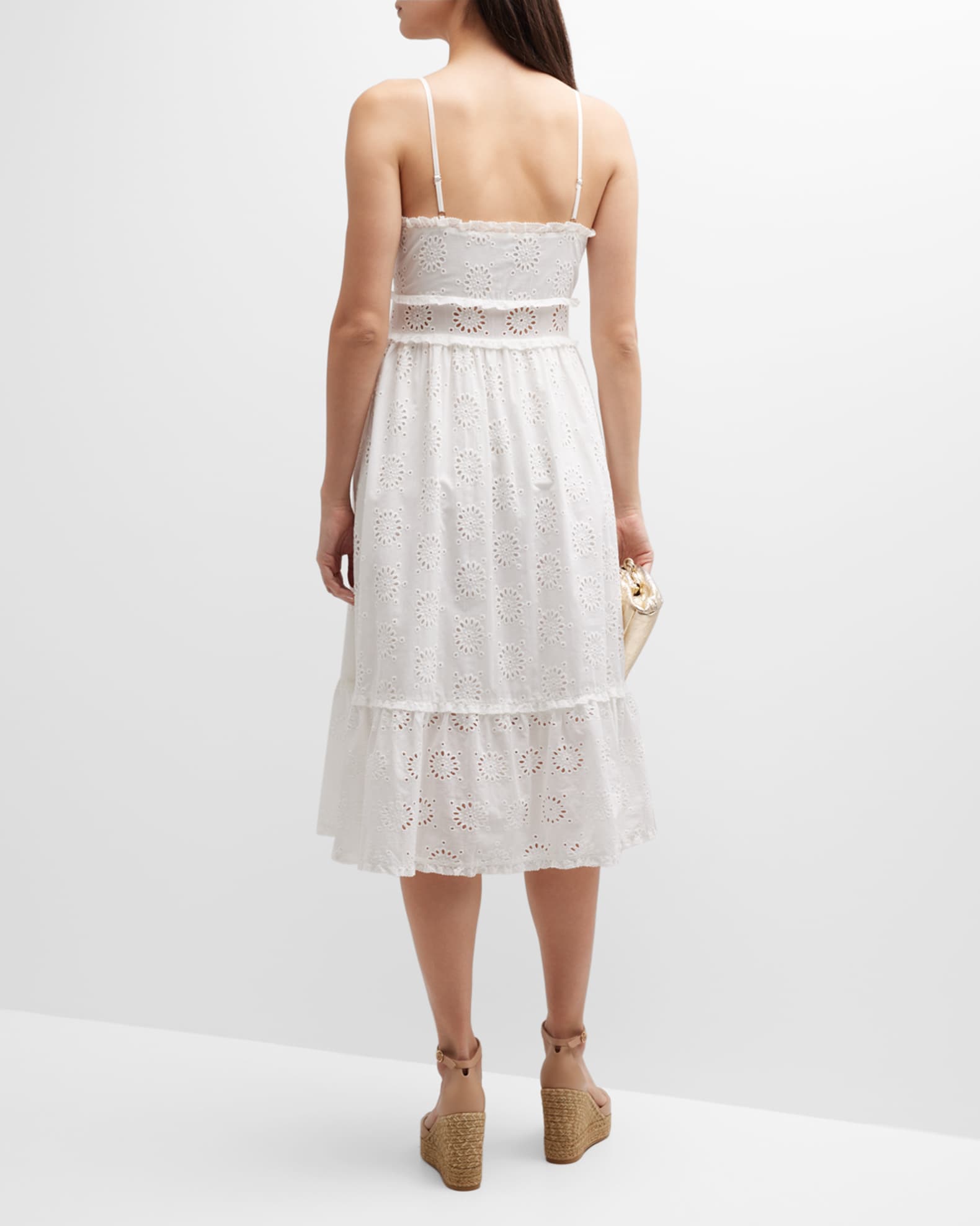 Stellah Eyelet Trimmed Cami Midi Dress | Neiman Marcus