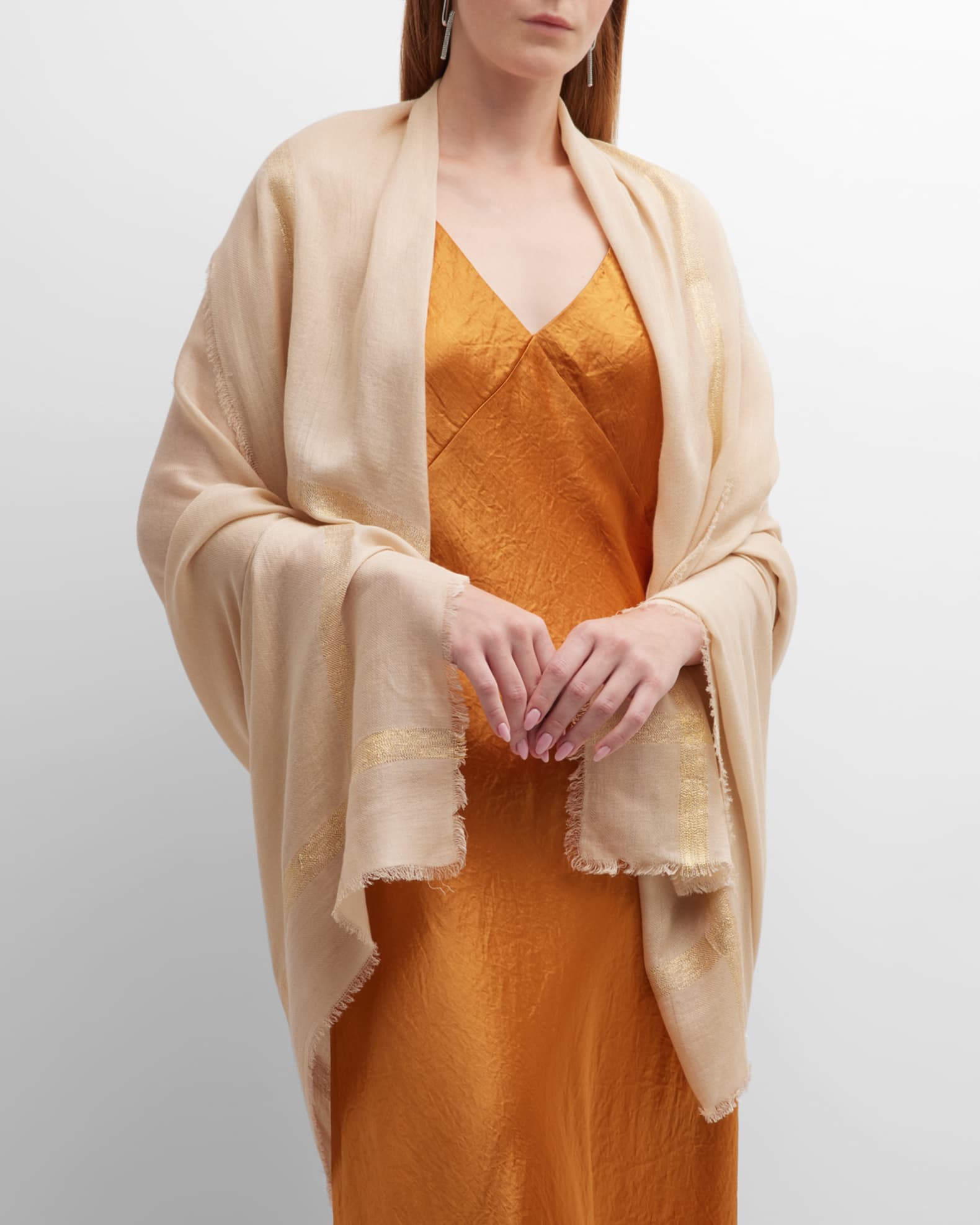 Bindya Accessories Gauze Evening Scarf With Sequin Stripe | Neiman Marcus