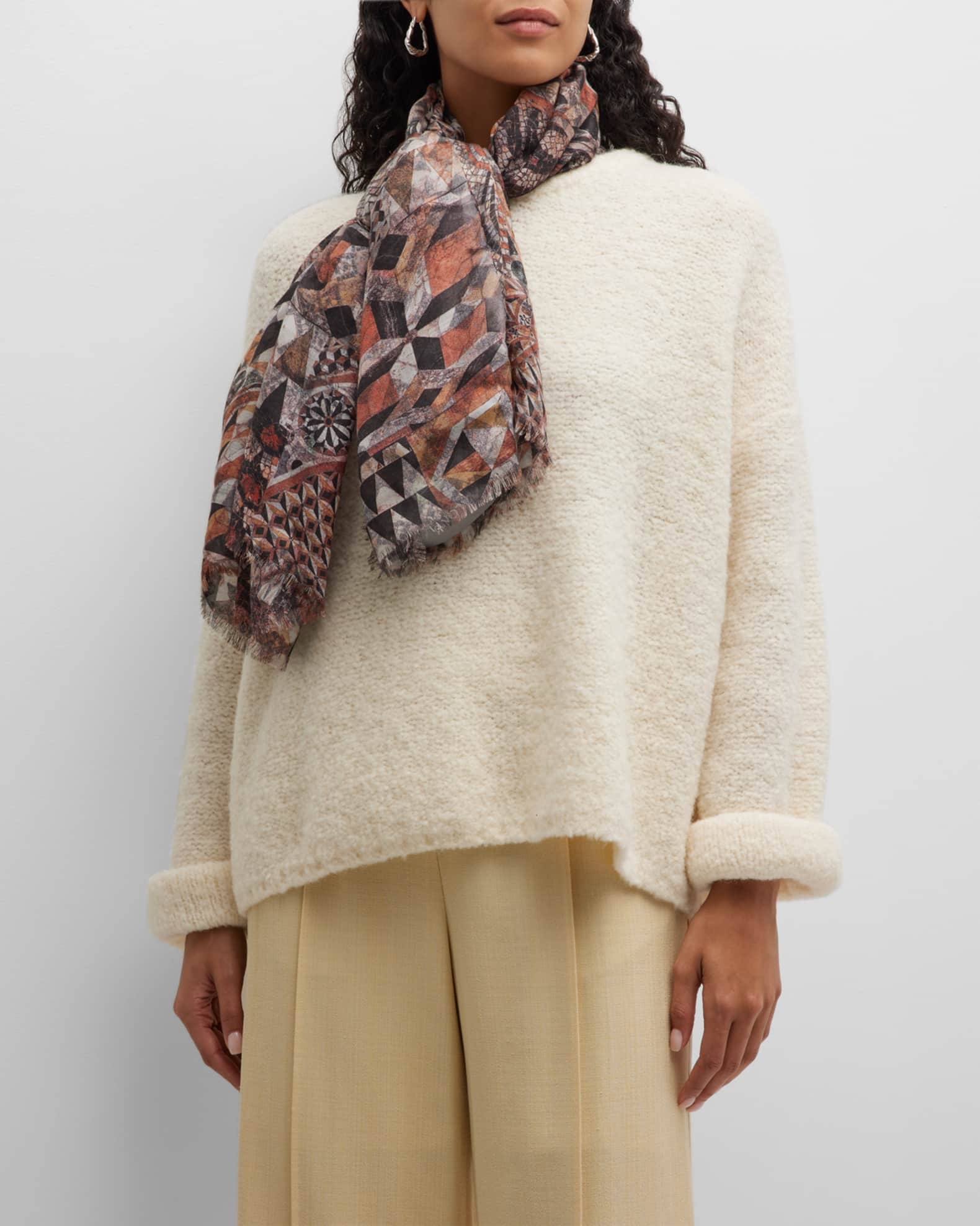 Alonpi Astrid Double-Sided Cashmere & Silk Scarf | Neiman Marcus