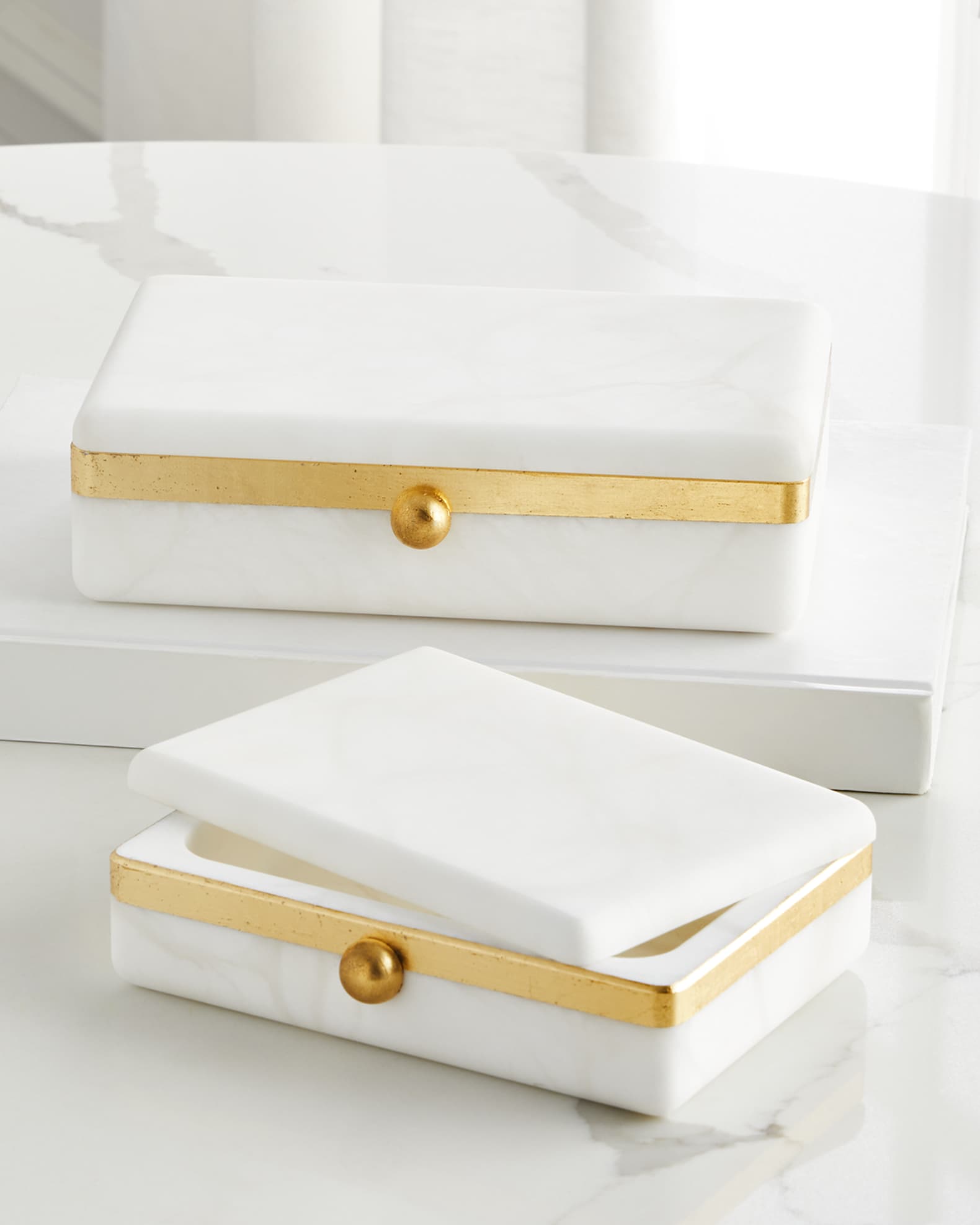 Global Views Gold Band Swivel Box - Large | Neiman Marcus