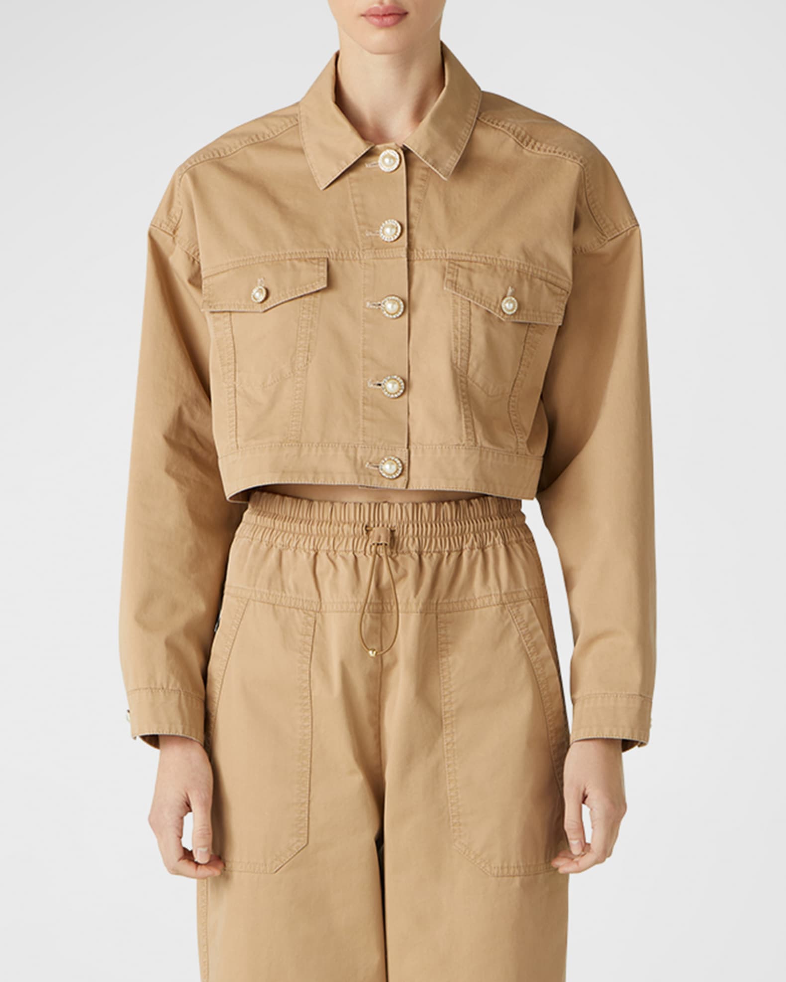 St. John Ceramic Twill Crop Jacket | Neiman Marcus