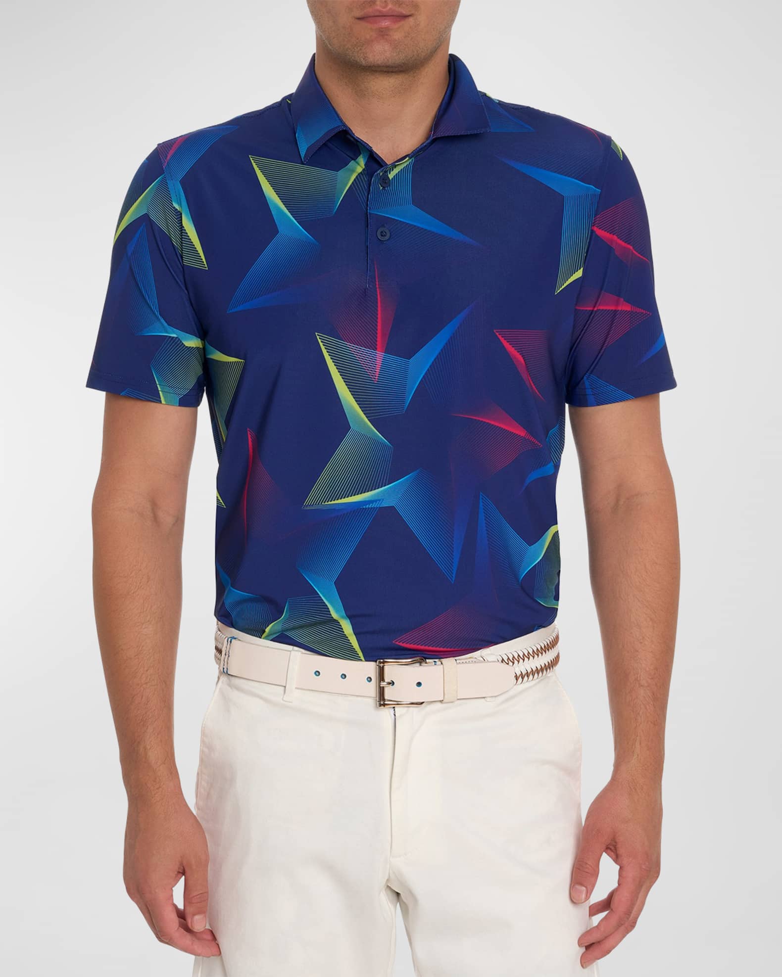 Robert Graham Men's Geo Star Performance Stretch Polo Shirt | Neiman Marcus