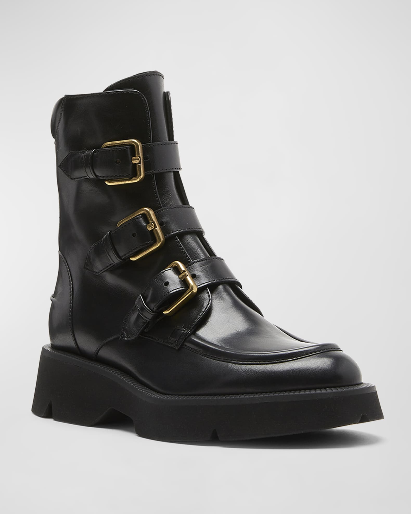 La Canadienne Benwin Buckle-Trio Moto Booties | Neiman Marcus