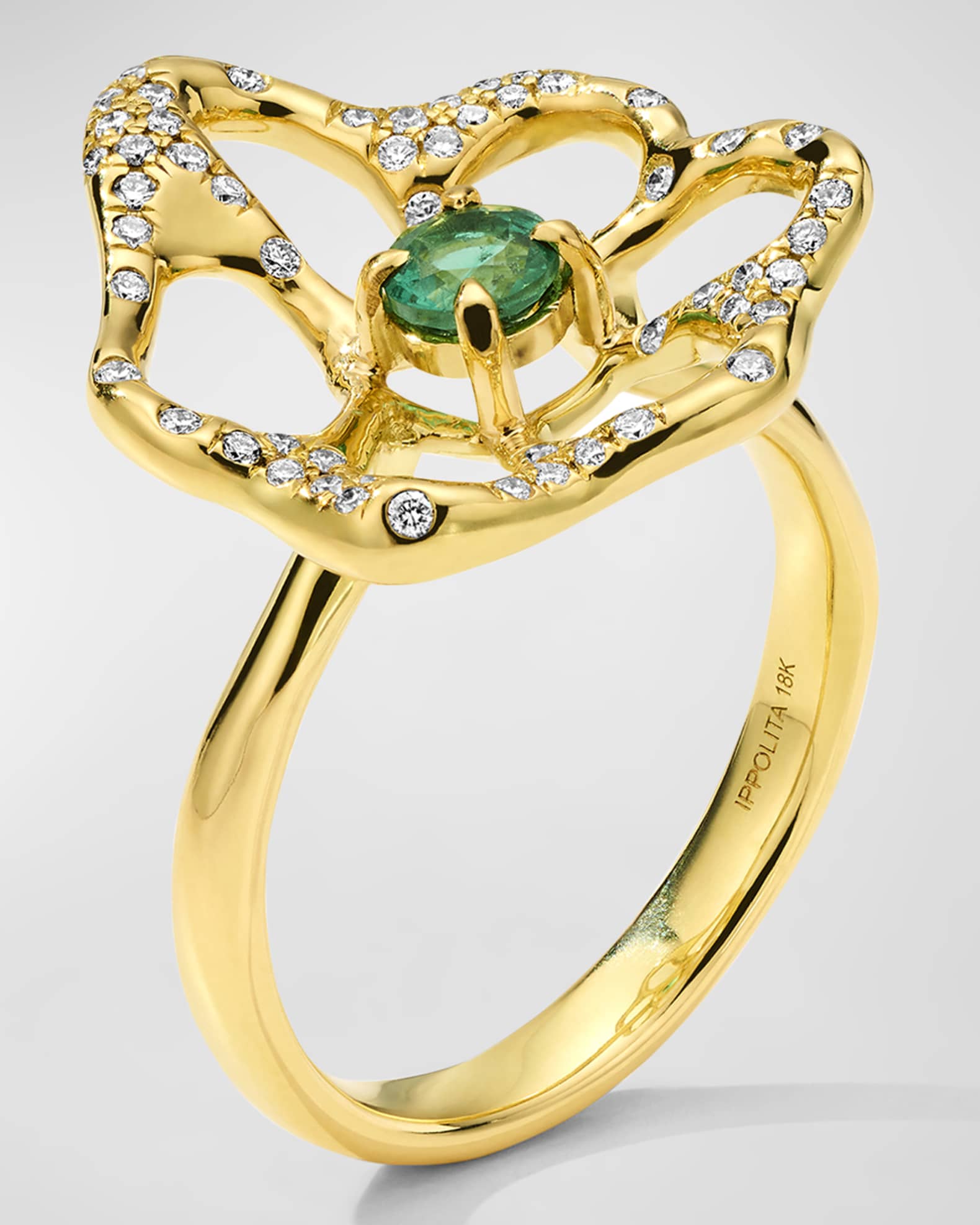18K Stardust Drizzle Medium Flower Ring with Diamonds | Neiman Marcus