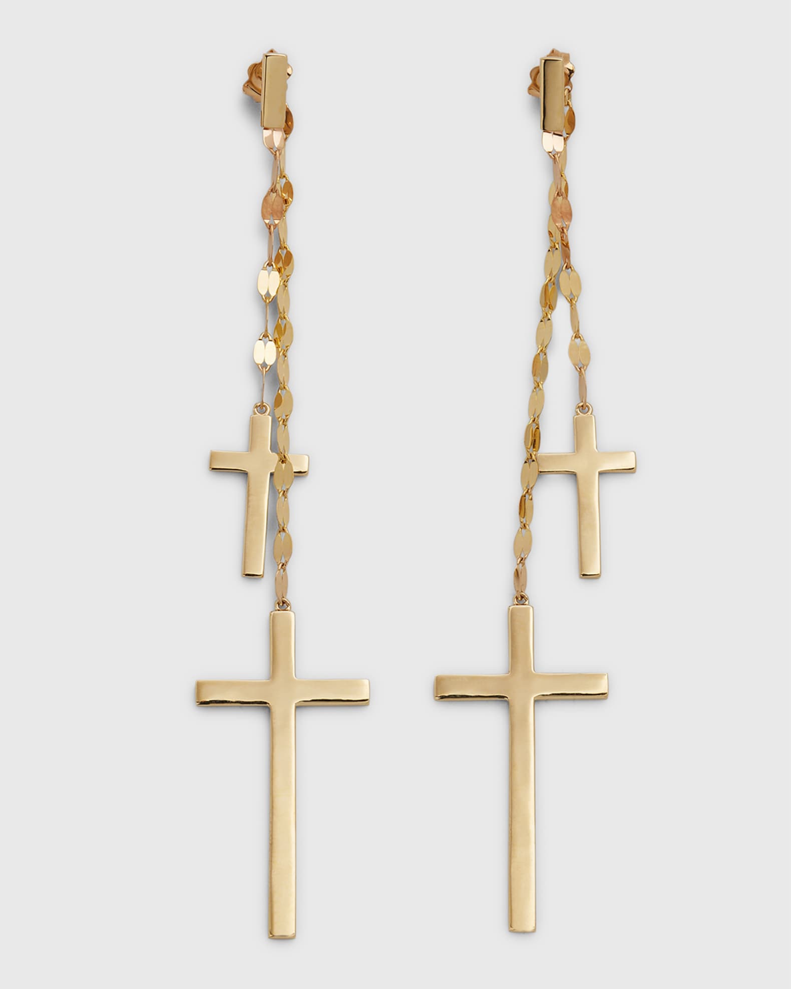 LANA 14K Yellow Gold Double Cross Mega Gloss Blake Front-Back Linear ...