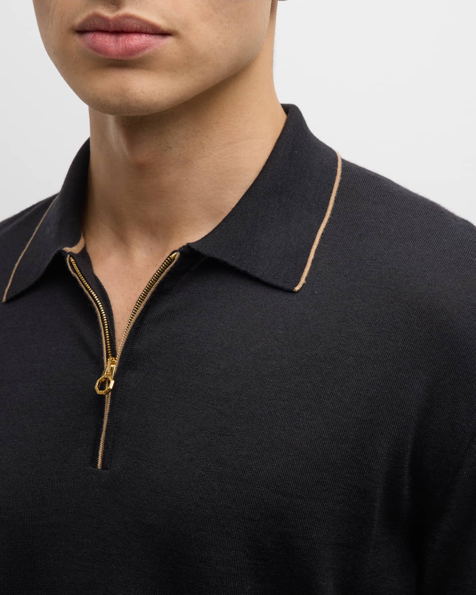 Stefano Ricci Men's Quarter-Zip Polo Sweater | Neiman Marcus