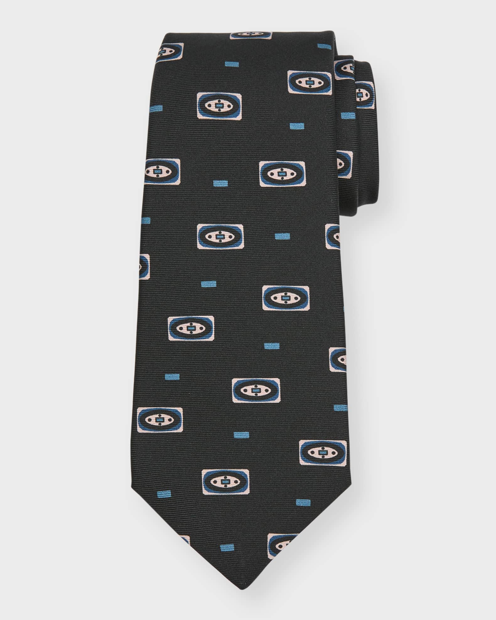 Kiton Men's Rectangle-Print Silk Tie | Neiman Marcus