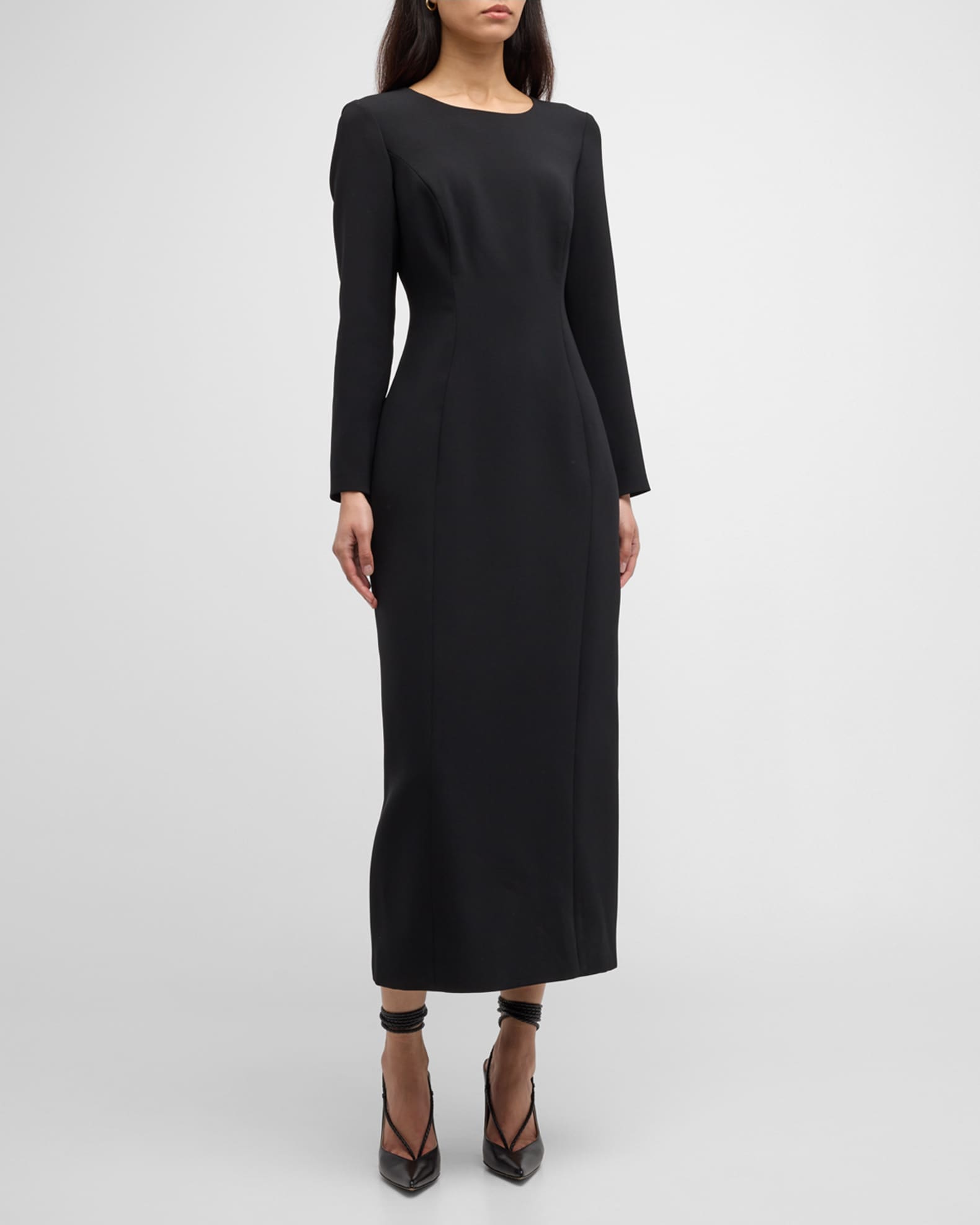 Carolina Herrera Long-Sleeve Column Midi Dress | Neiman Marcus