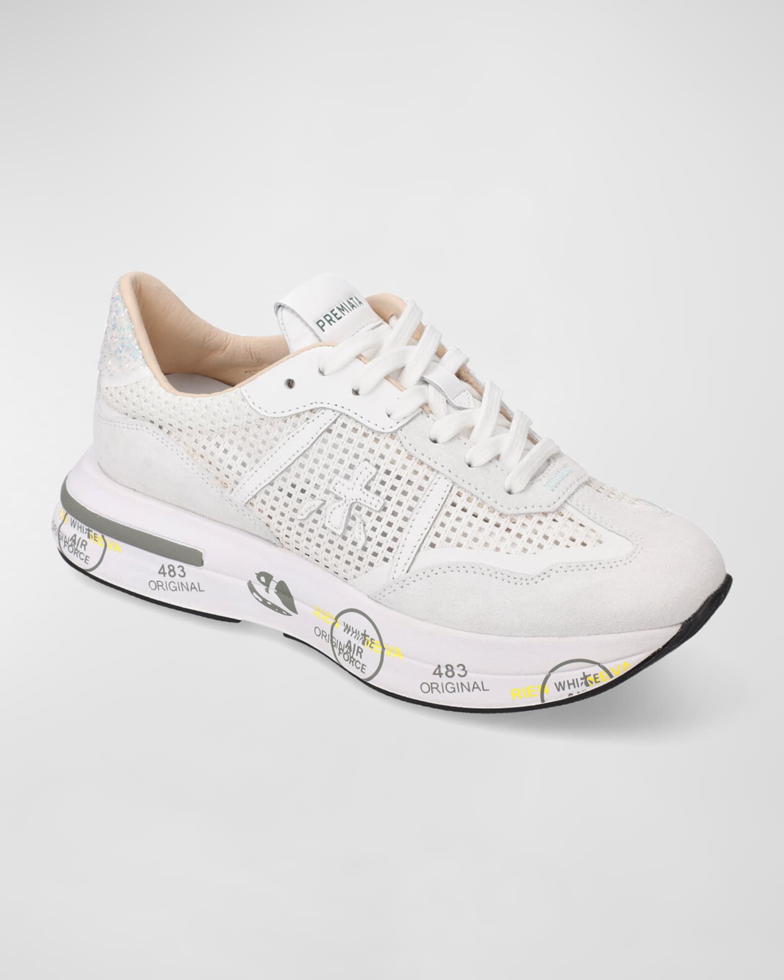 Premiata Cassie Mixed Media Trainer Sneakers | Neiman Marcus