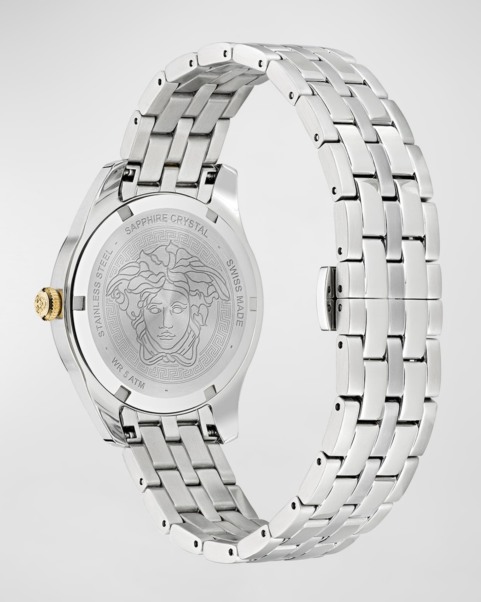 Versace 35mm Greca Time Watch with Bracelet Strap, Silver | Neiman Marcus