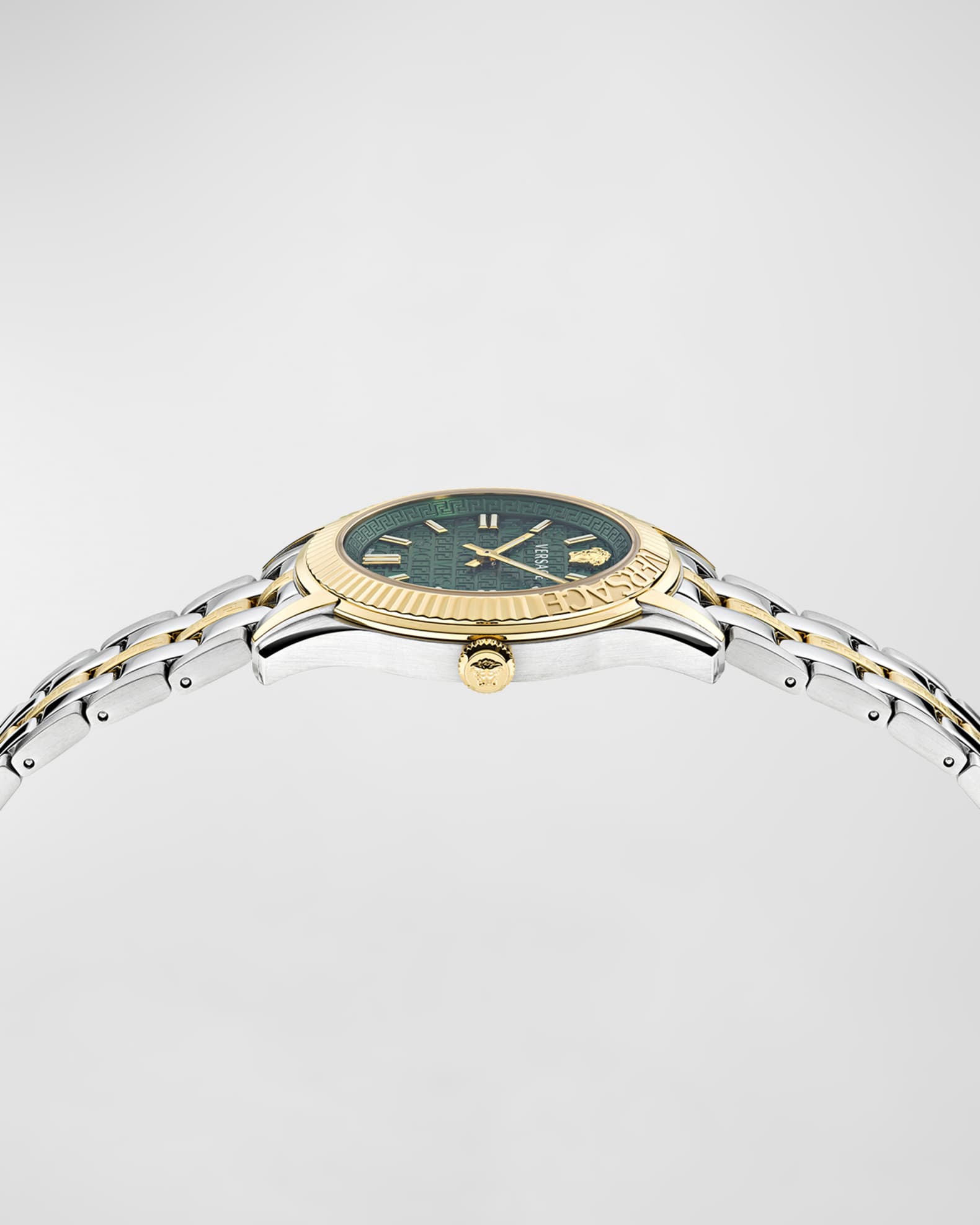 Versace 35mm Greca Time Watch with Bracelet Strap, Two-Tone/Green ...