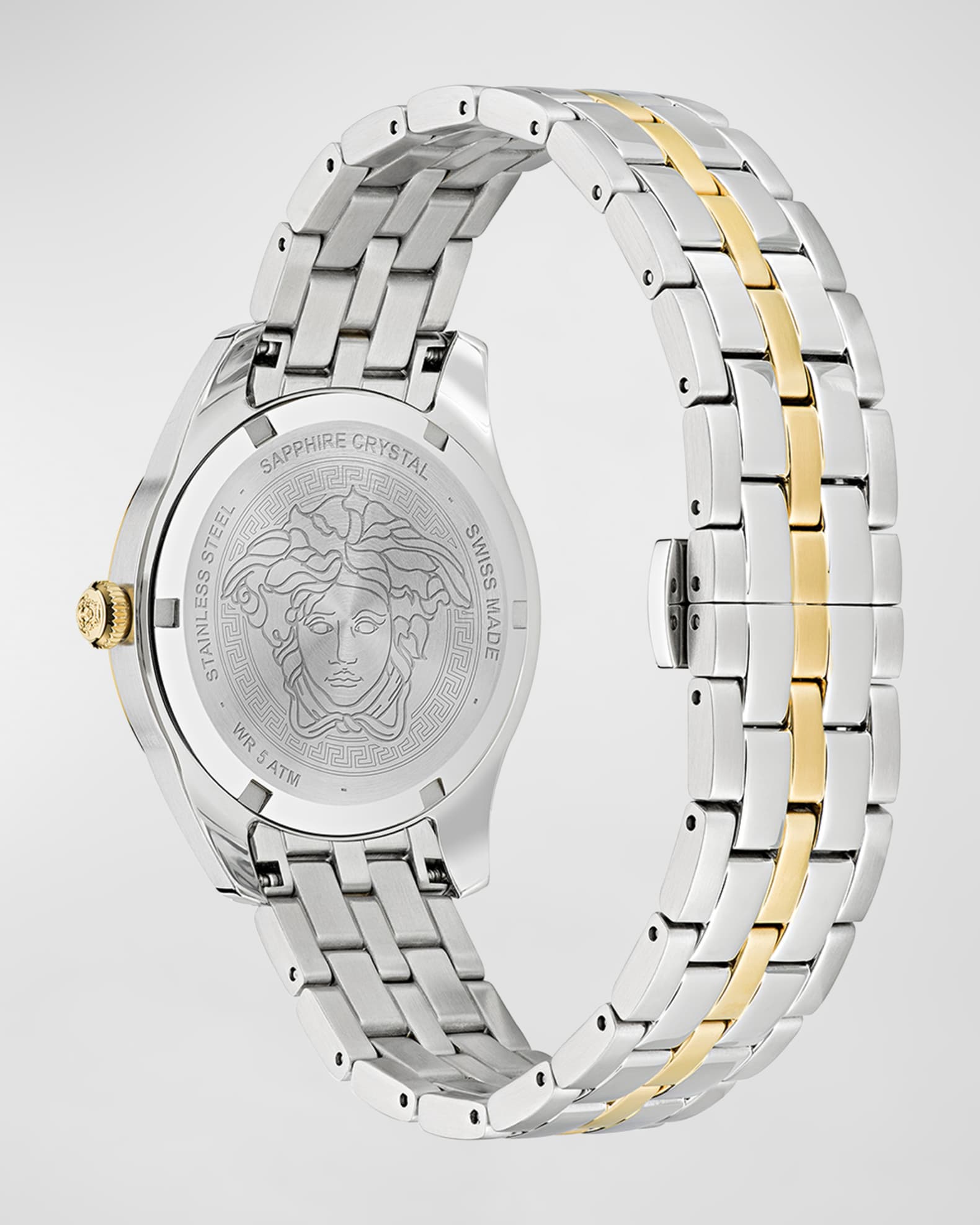 Versace 35mm Greca Time Watch with Bracelet Strap, Two-Tone/Green ...