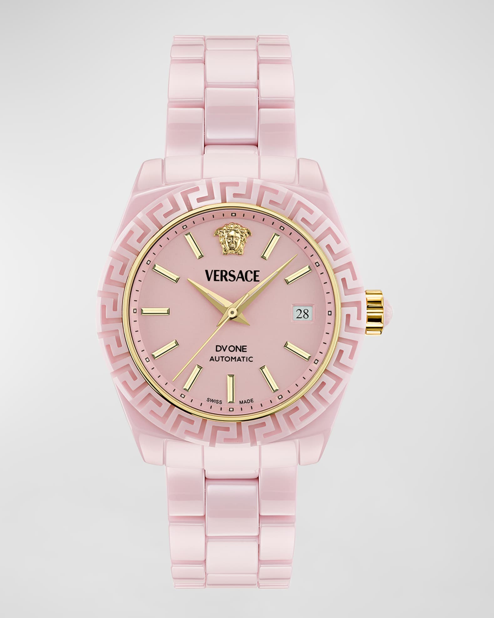 Versace 40mm DV One Watch with Bracelet Strap, Pink | Neiman Marcus