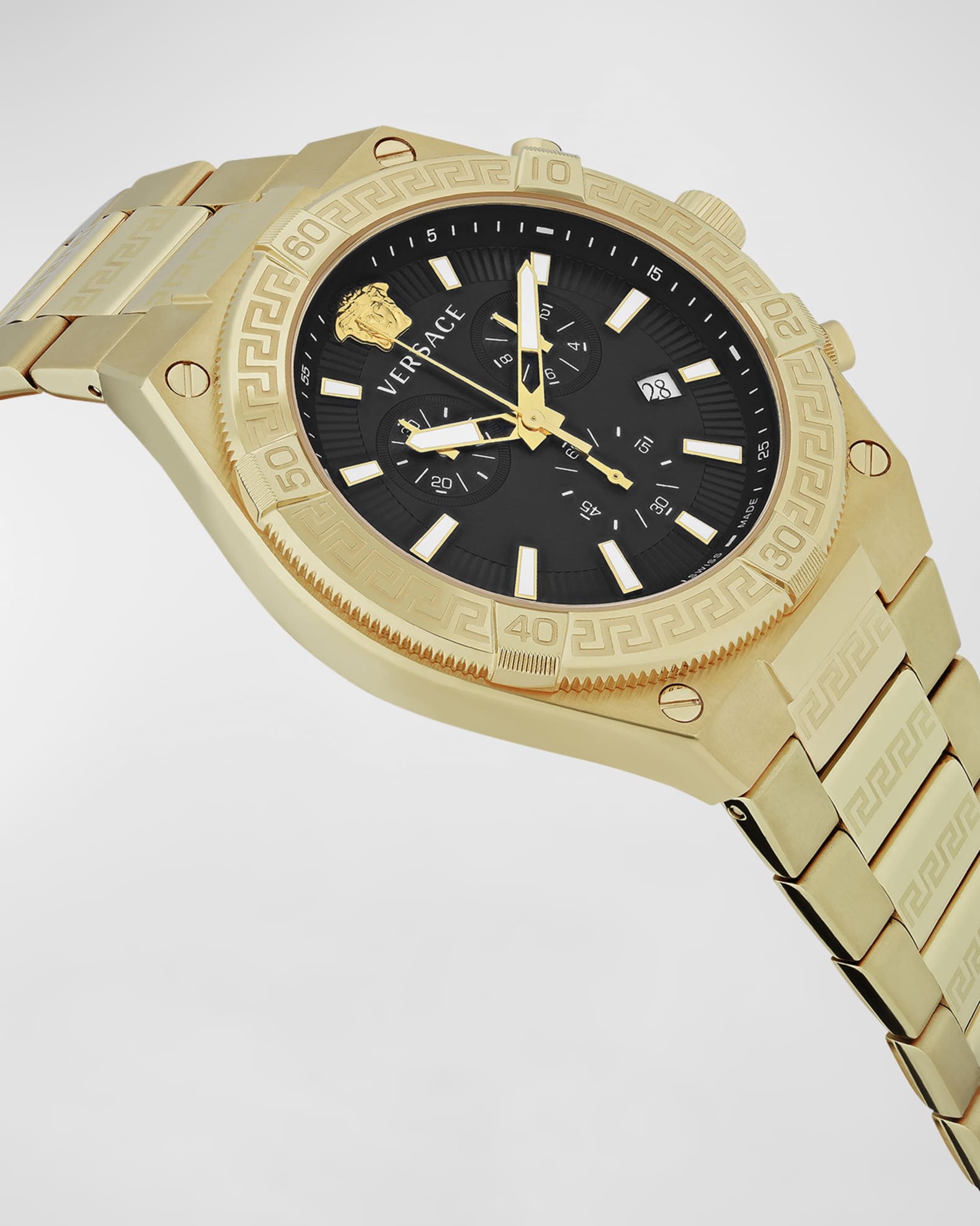 Versace Men's V-Sporty Greca IP Yellow Gold Bracelet Watch, 46mm ...