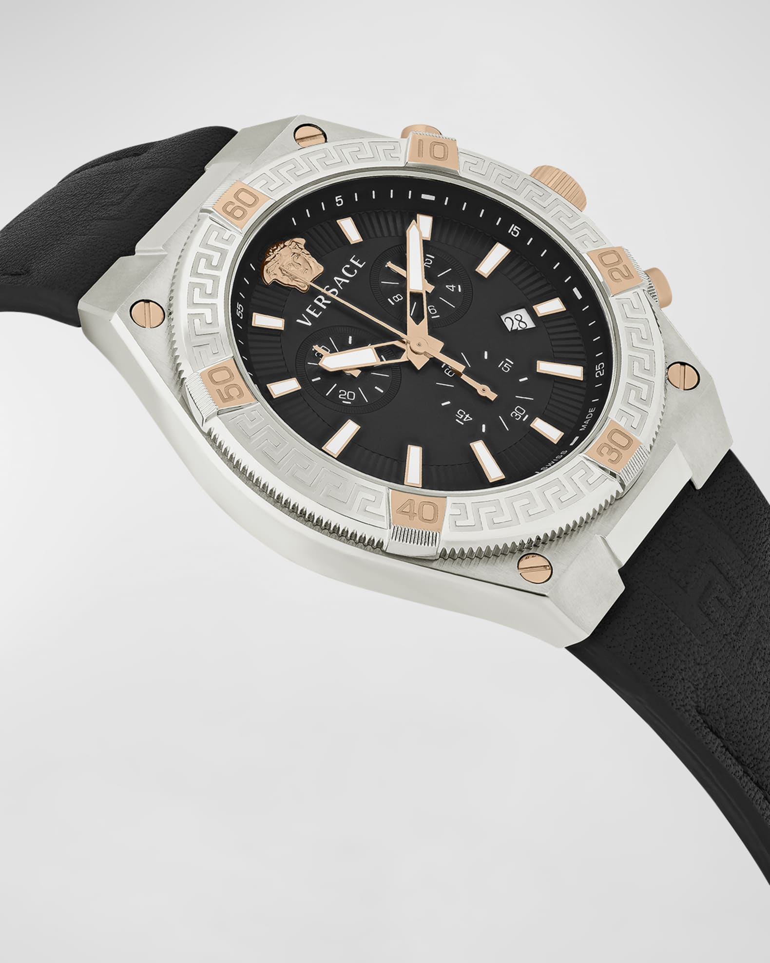 Versace Men's V-Sporty Greca Leather Strap Watch, 46mm | Neiman Marcus