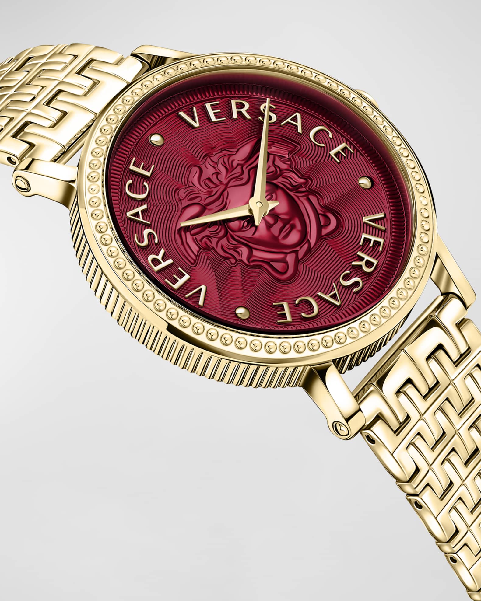 Versace 37mm V-Dollar Watch with Bracelet Strap, Yellow Gold/Red ...