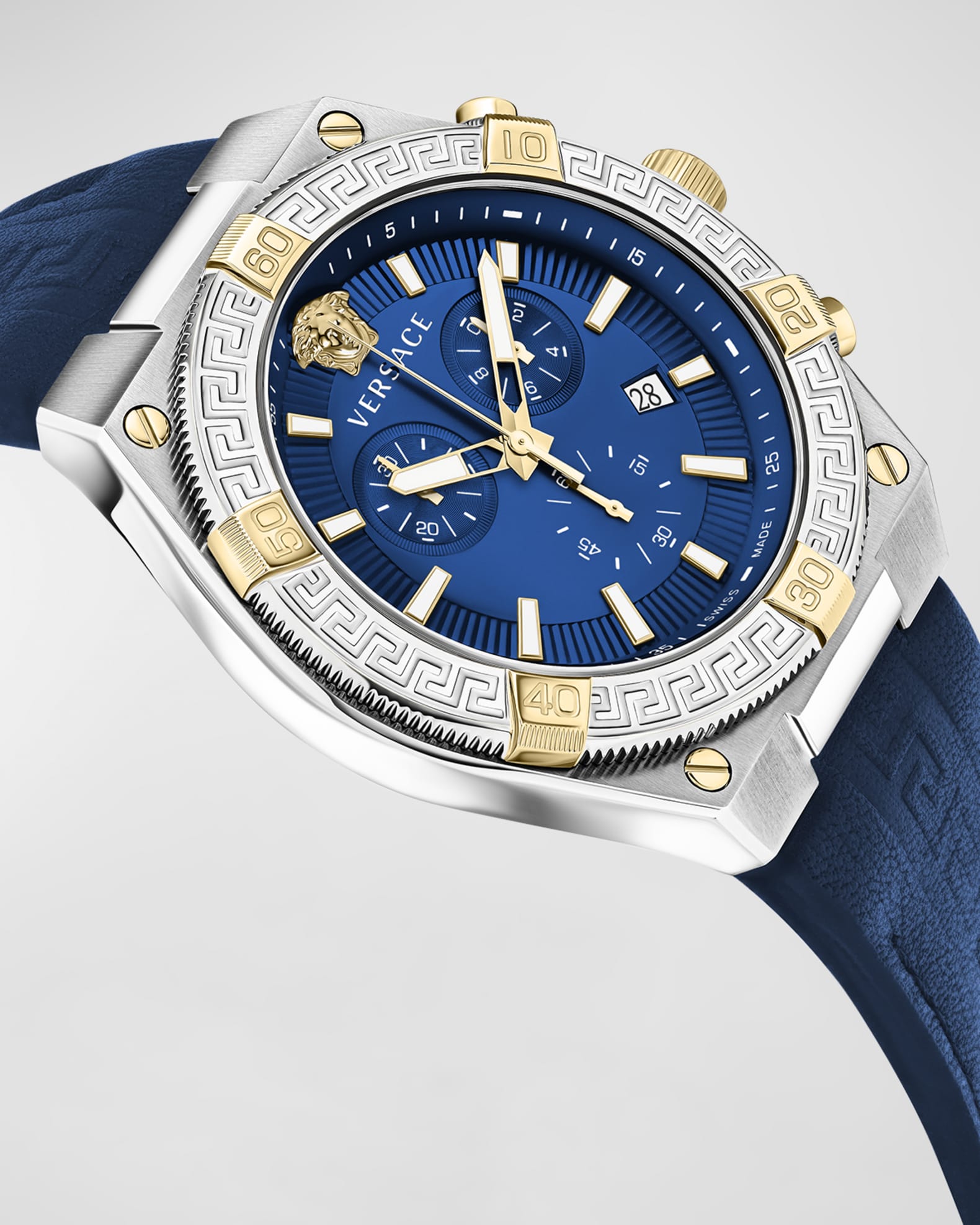 Versace Men's V-Sporty Greca Leather Strap Watch, 46mm | Neiman Marcus