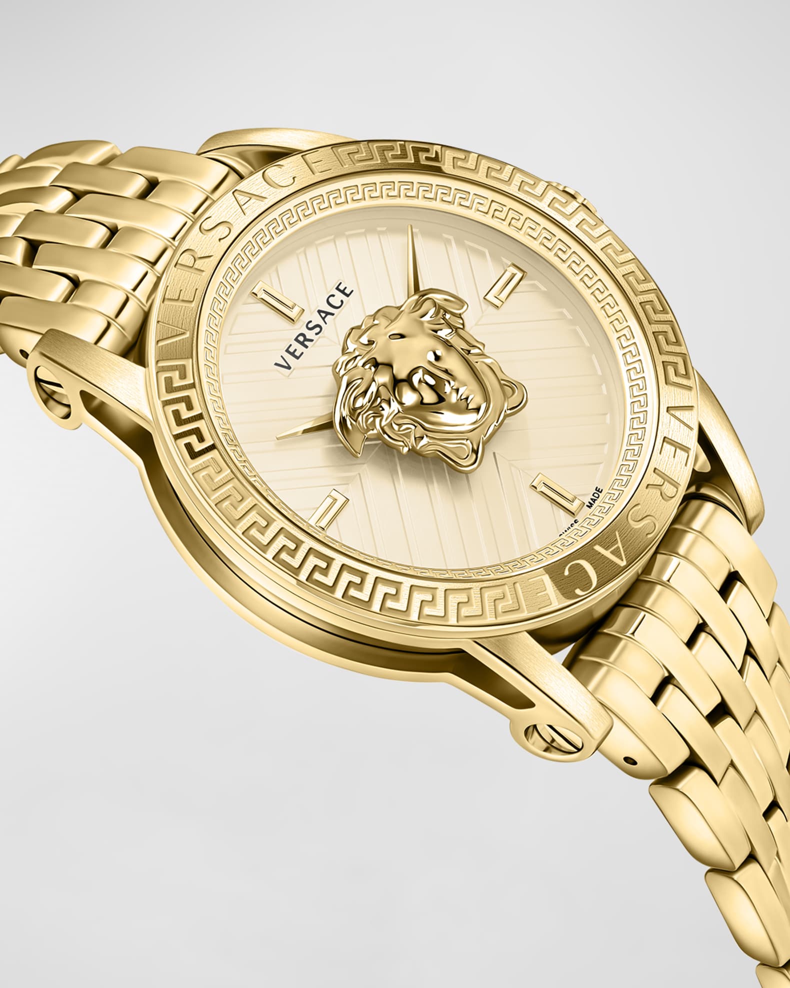 Versace Men's V-Code Medusa Head IP Yellow Gold Bracelet Watch, 43mm ...