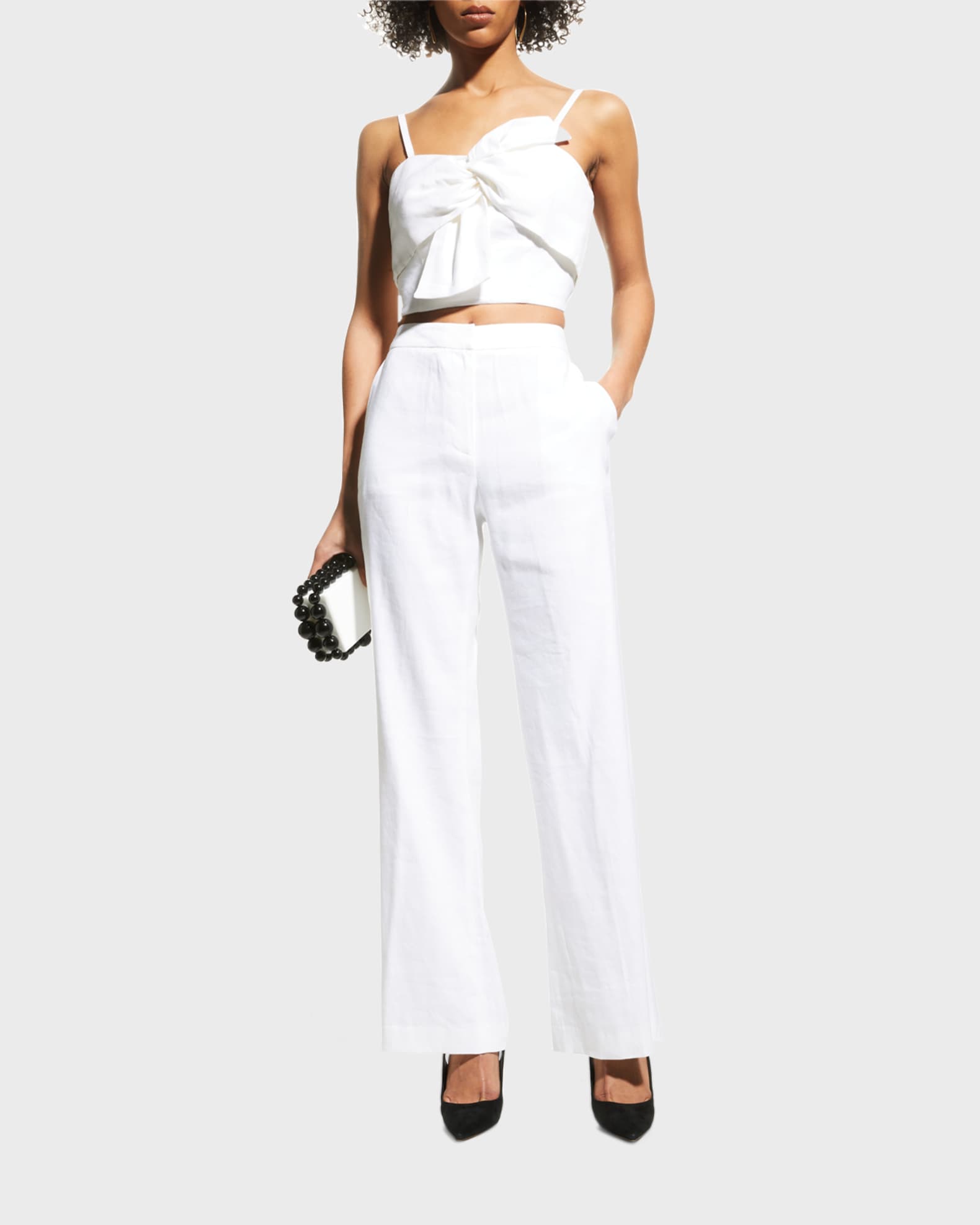 Milly Lennon Linen Bootcut Pants | Neiman Marcus