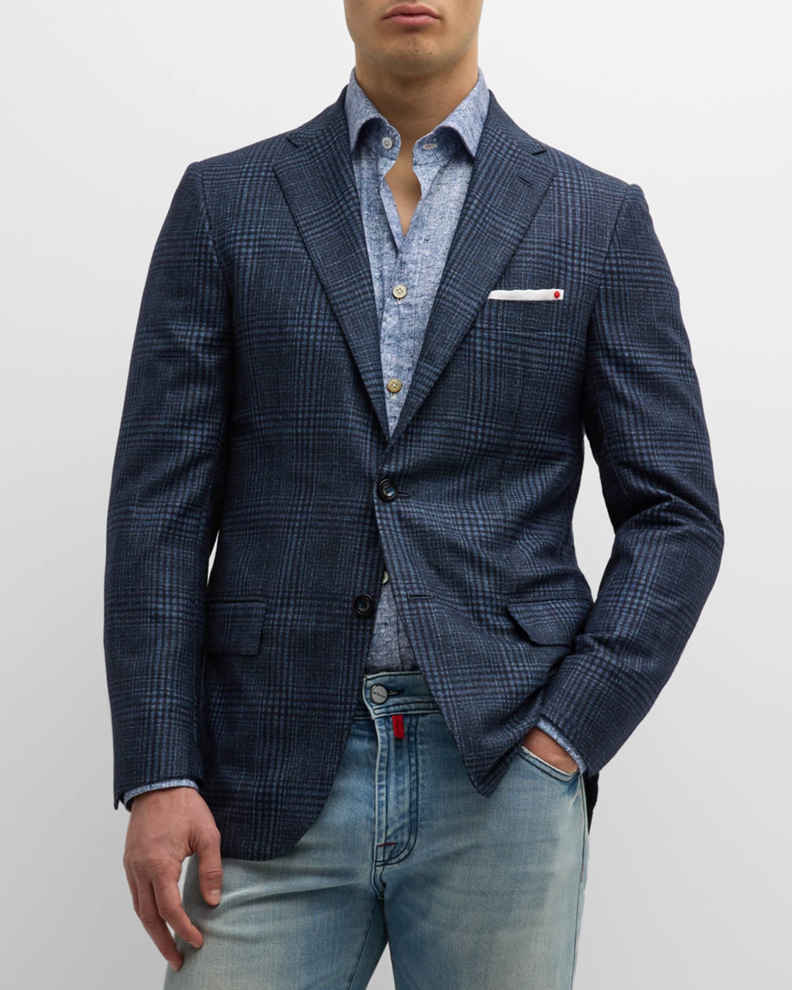 Kiton Men's Tonal Plaid Sport Coat | Neiman Marcus