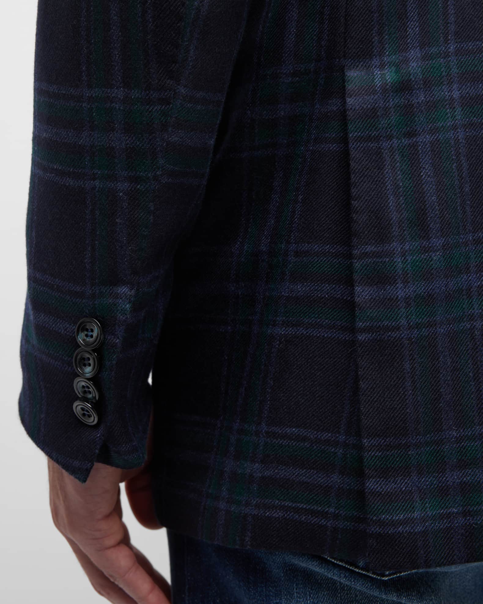 Kiton Men's Plaid Cashmere Jacket | Neiman Marcus