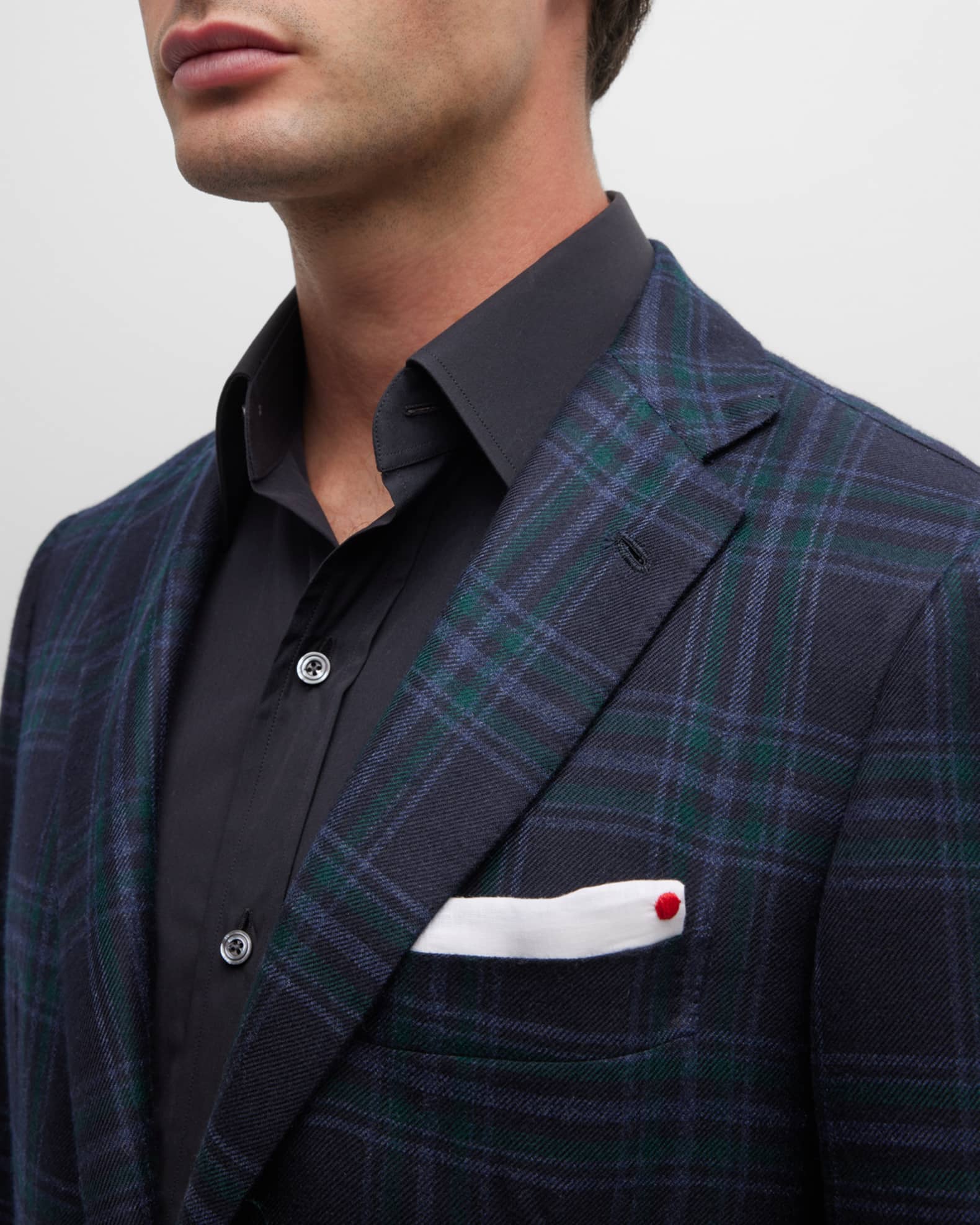 Kiton Men's Plaid Cashmere Jacket | Neiman Marcus