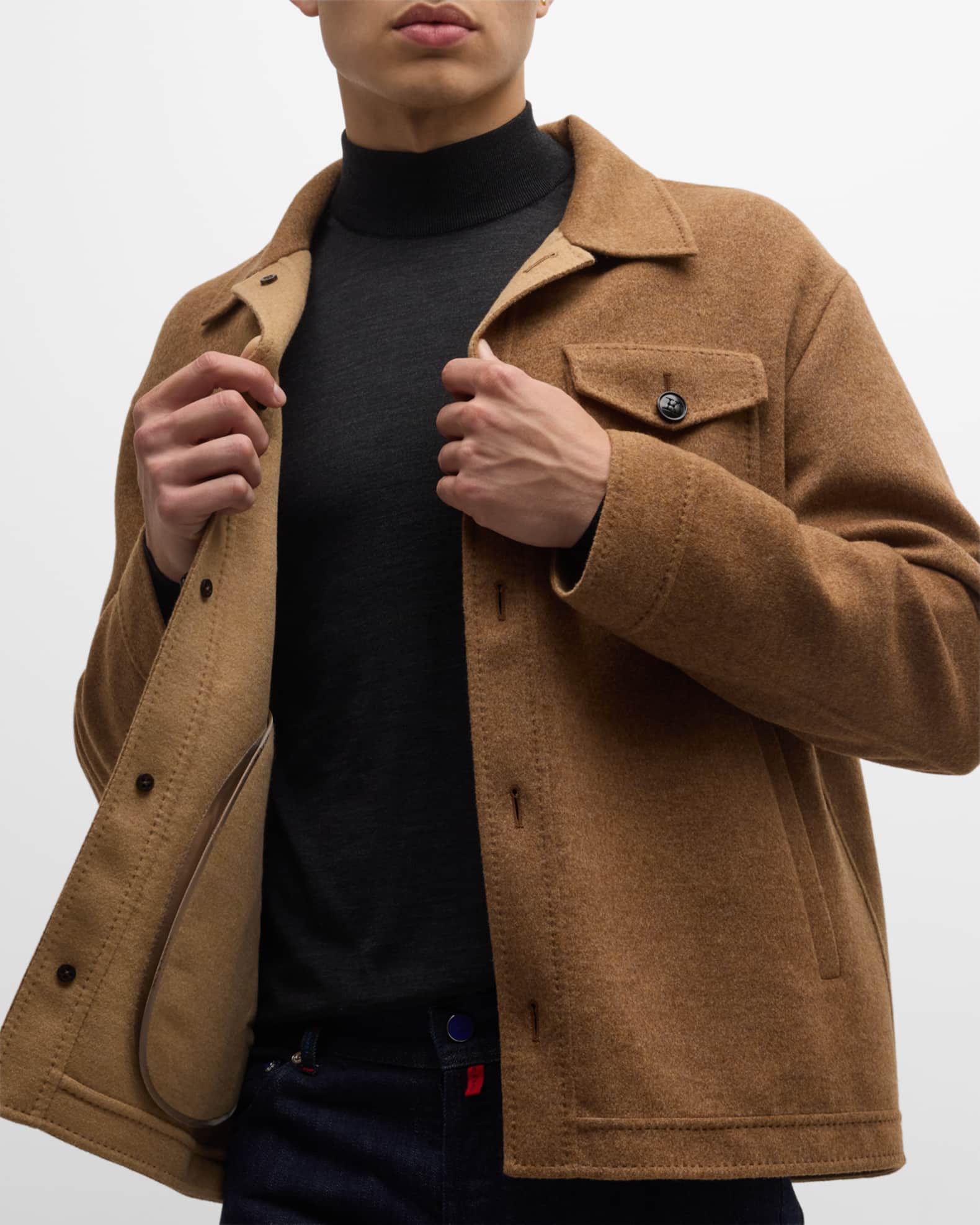 Kiton Men's Wool-Cashmere Overshirt | Neiman Marcus